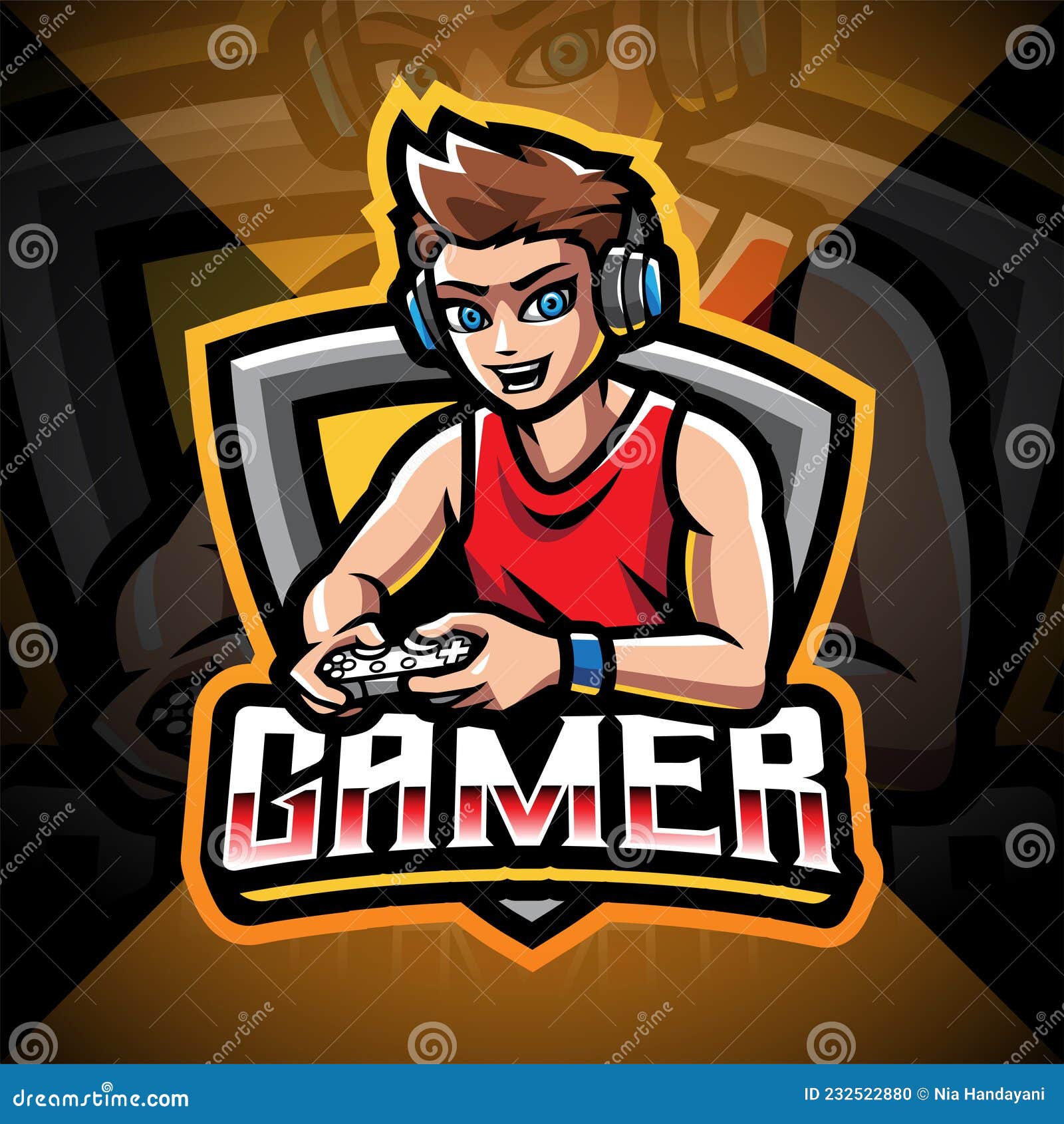 Gamer Esport Mascot Logo Design Stock Vector - Illustration of game ...