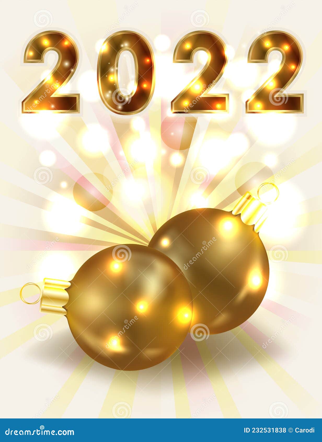 New 2022 Year Merry Christmas VIP Card with Golden Xmas Balls Stock ...