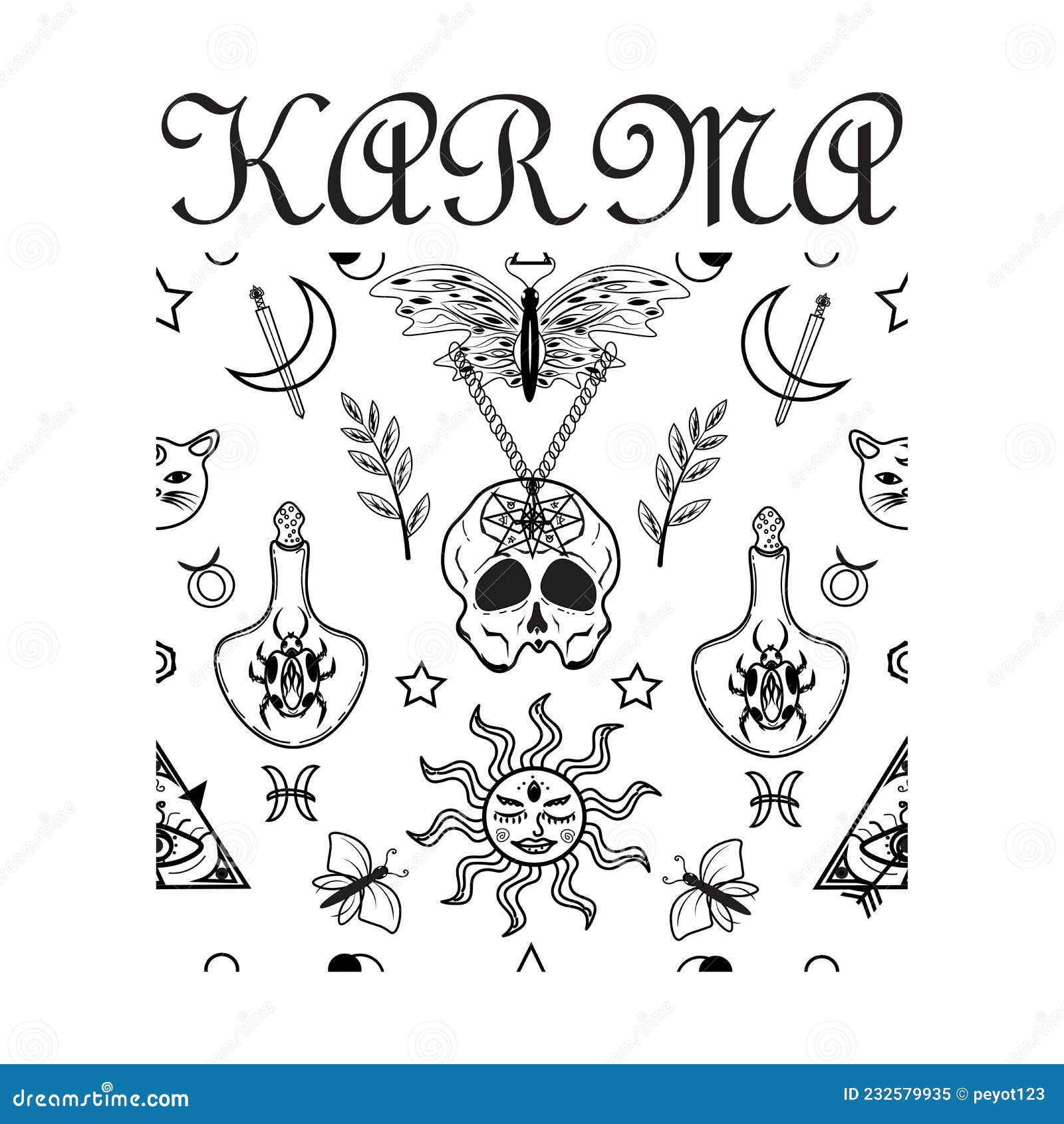 Illustration of karma stock vector. Illustration of gothictee - 232579935
