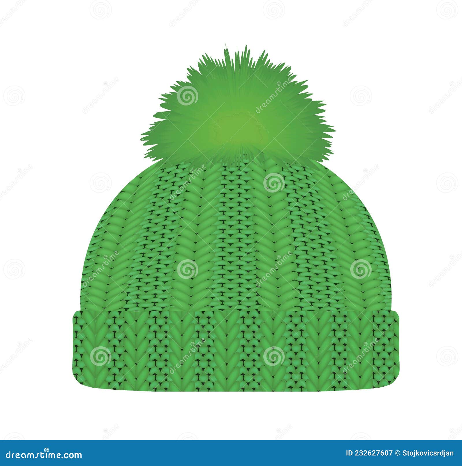 Green knitted winter hat stock vector. Illustration of female - 232627607