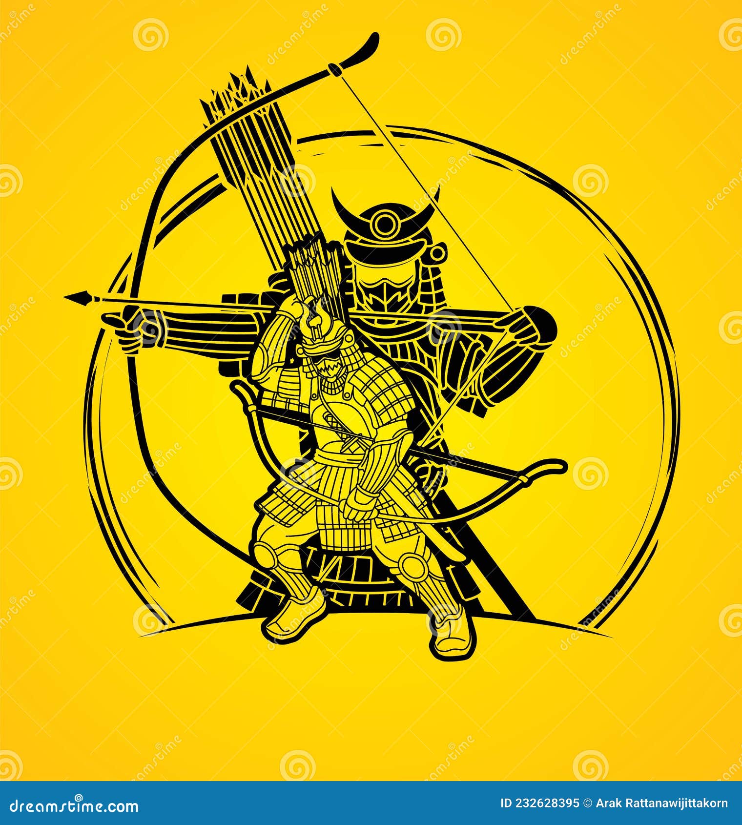 Group of Samurai Warrior with Weapon Japanese Fighter Ronin Cartoon ...