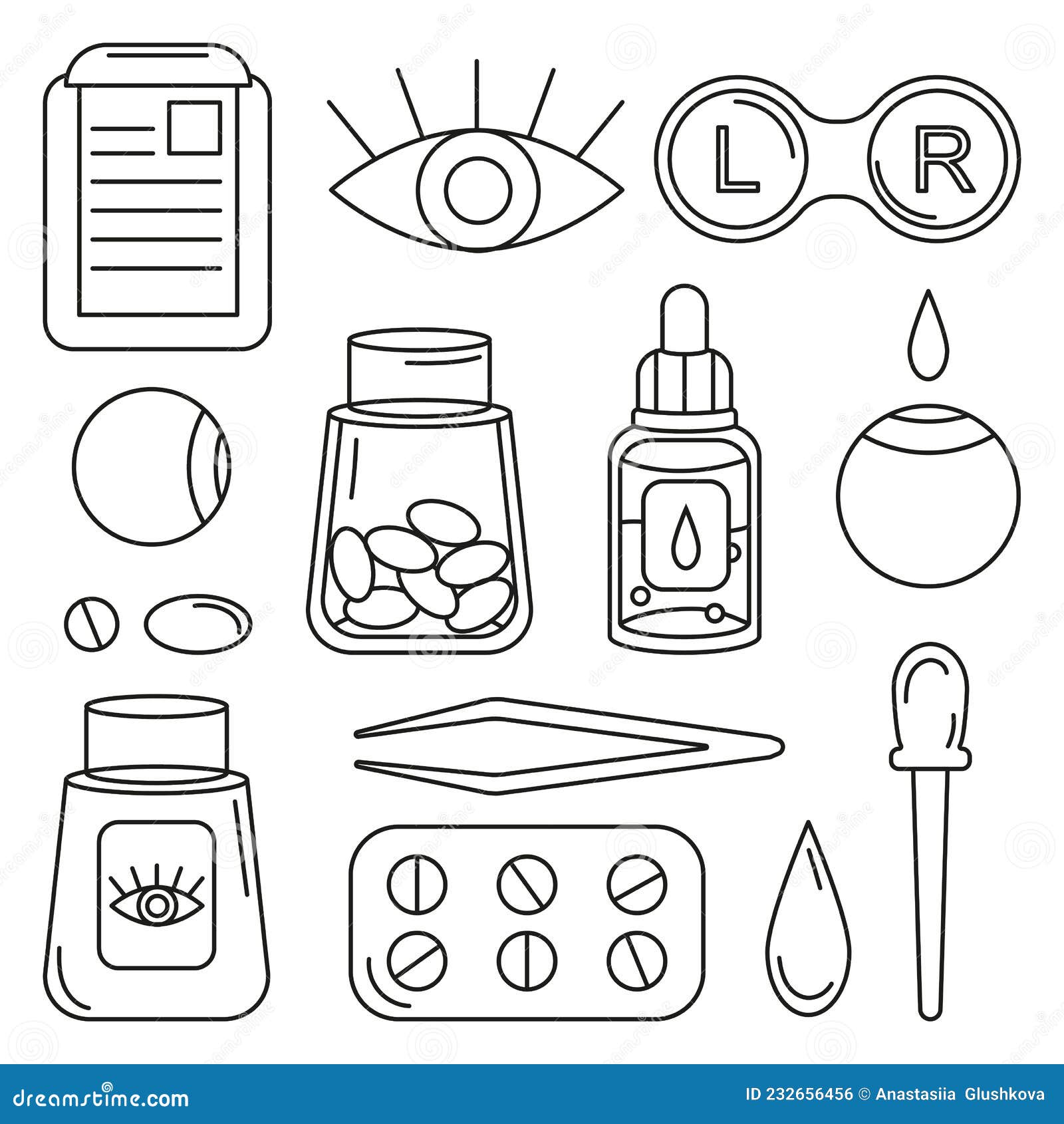 Hand Drawn Doodle Set of Colorful Ophthalmology Icons Including Eye ...