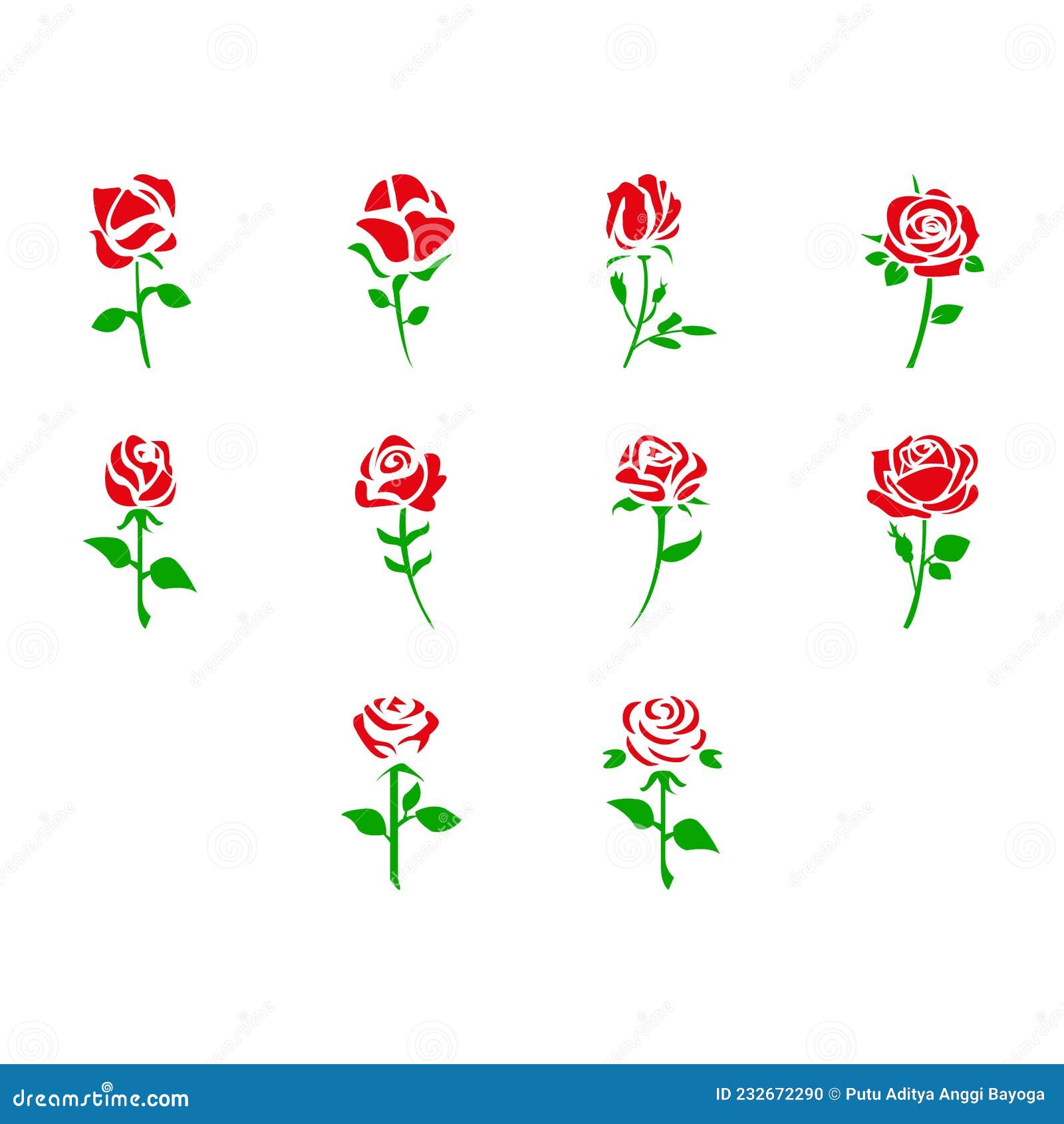 Rose icon set stock vector. Illustration of flower, flat - 232672290