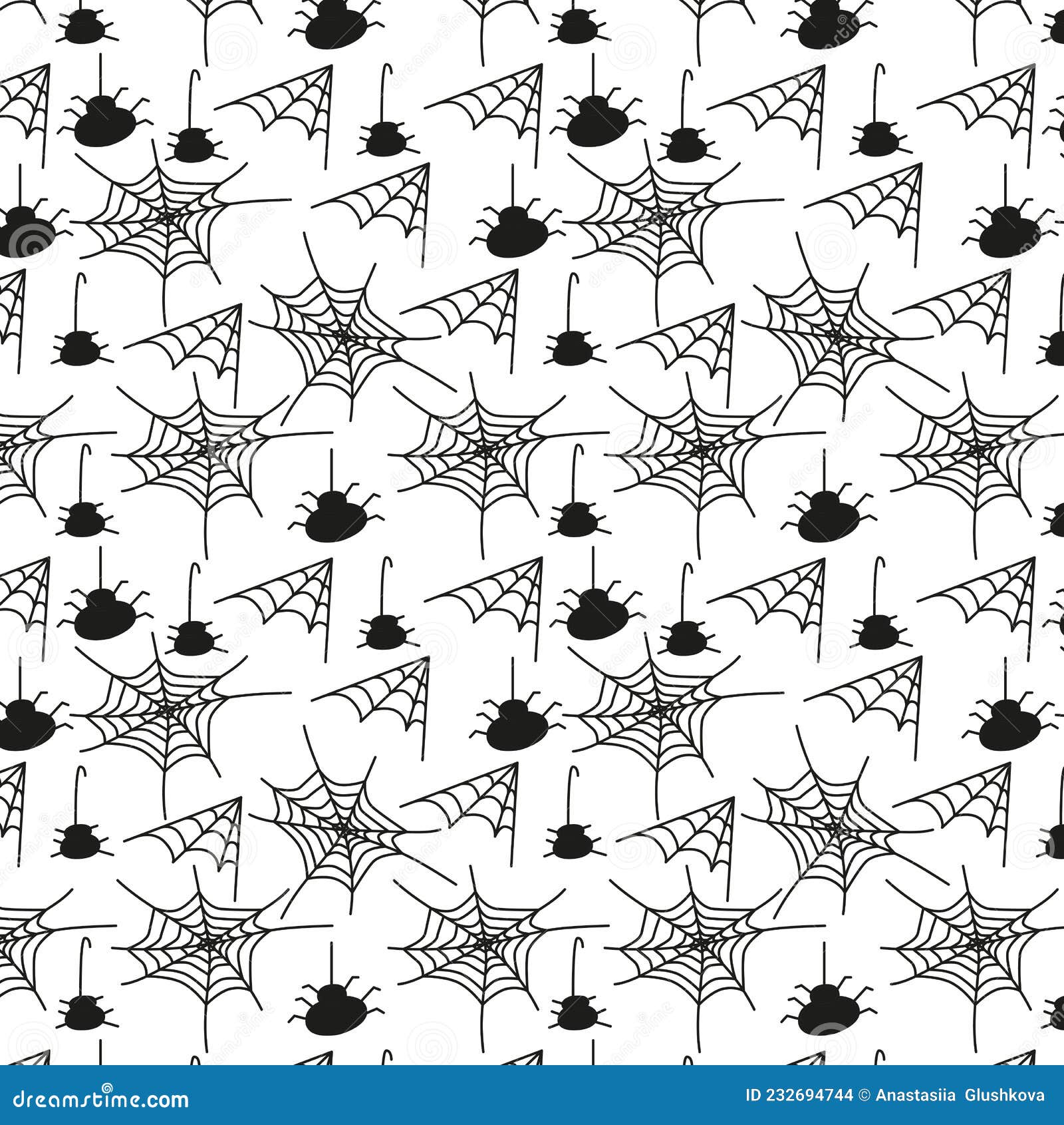 Hand Drawn Doodle Spiders and Spider Web Seamless Pattern Stock Vector ...