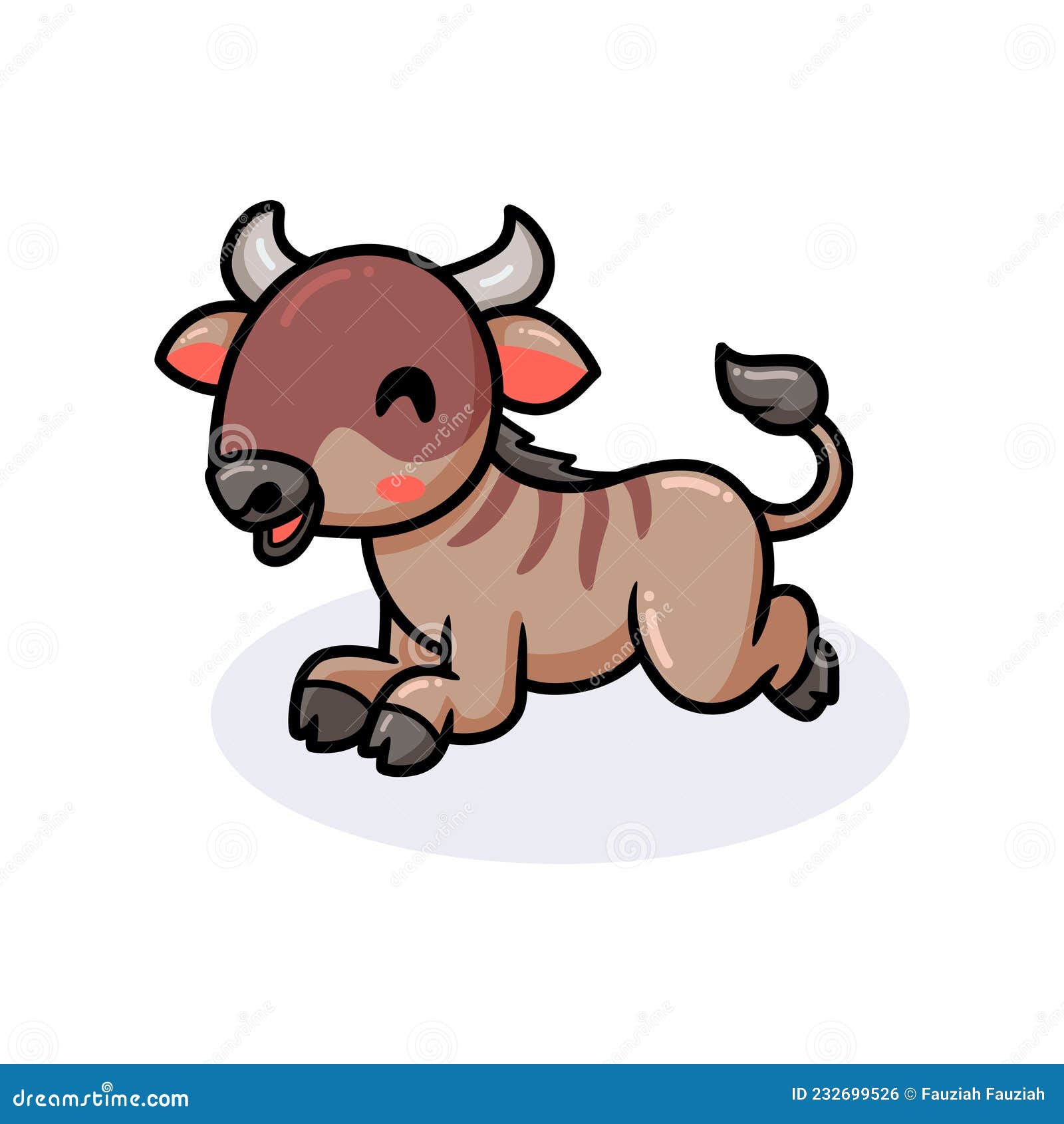 Cute Little Wildebeest Cartoon Lying Down Stock Vector - Illustration ...