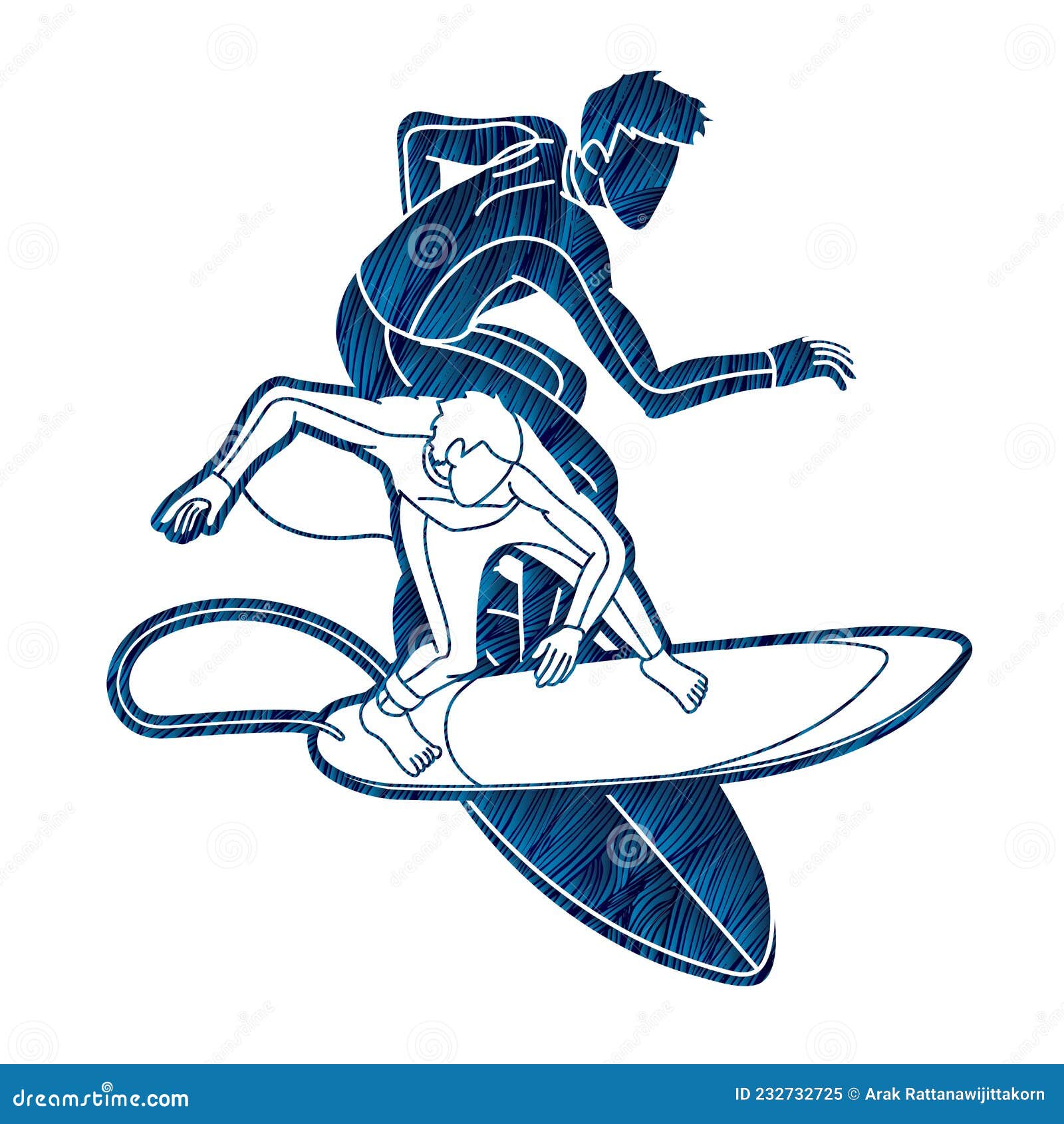 Group of Surfer Action Surfing Sport Players Cartoon Graphic Vector ...