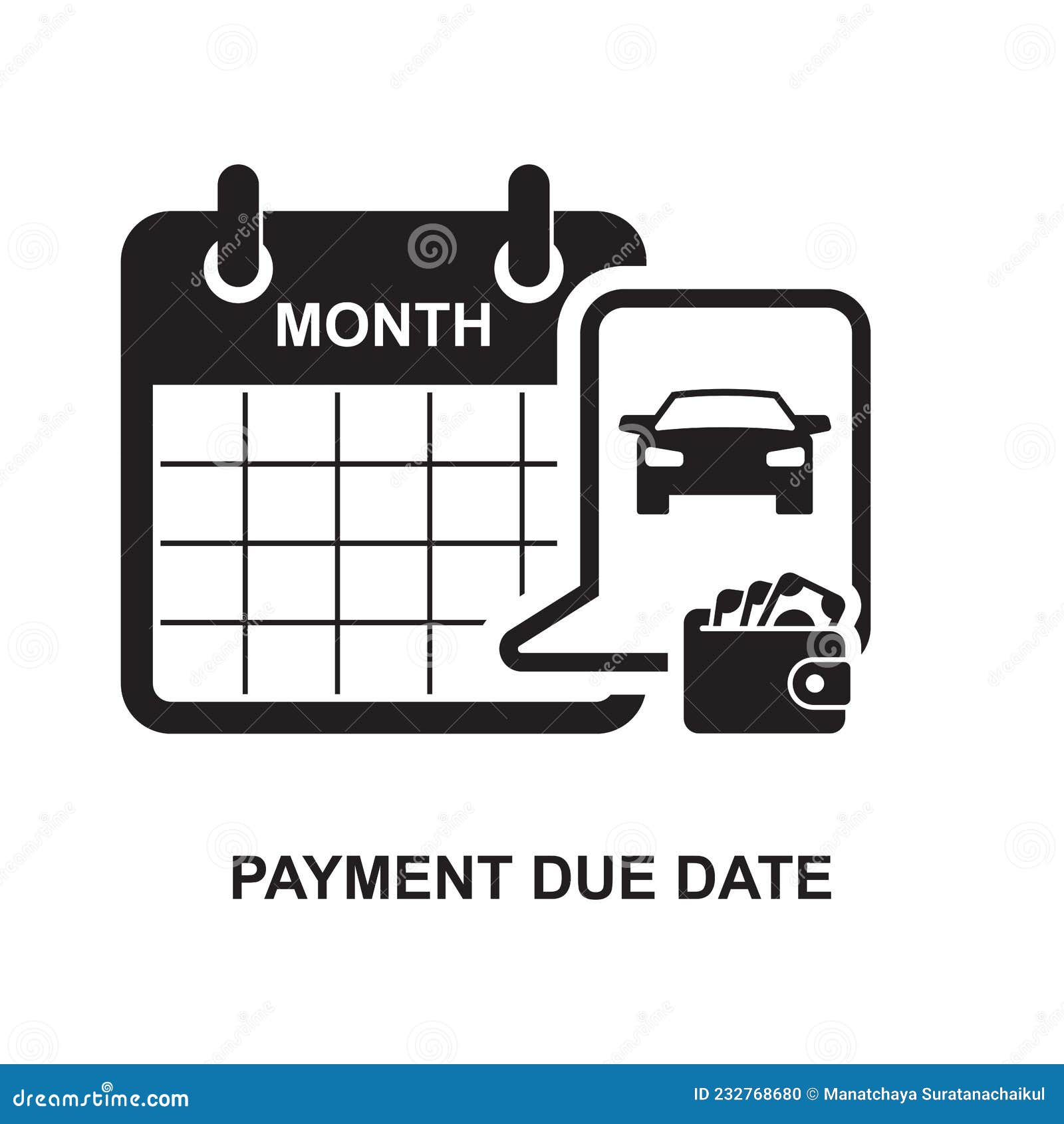 Payment Due Date Icon, Bill Pay Payment Plan Concept Stock Vector ...