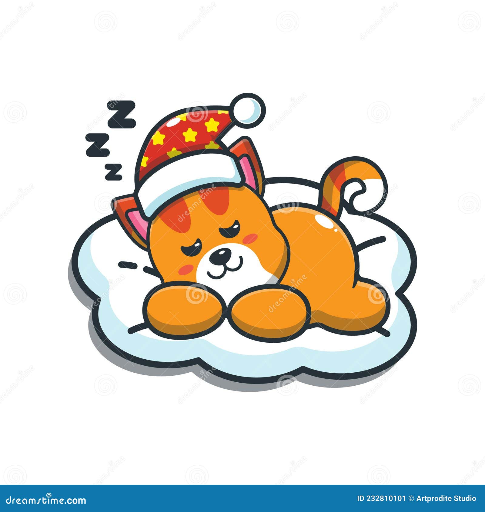 Cute Cat Sleep Cartoon Vector Illustration Stock Vector - Illustration ...