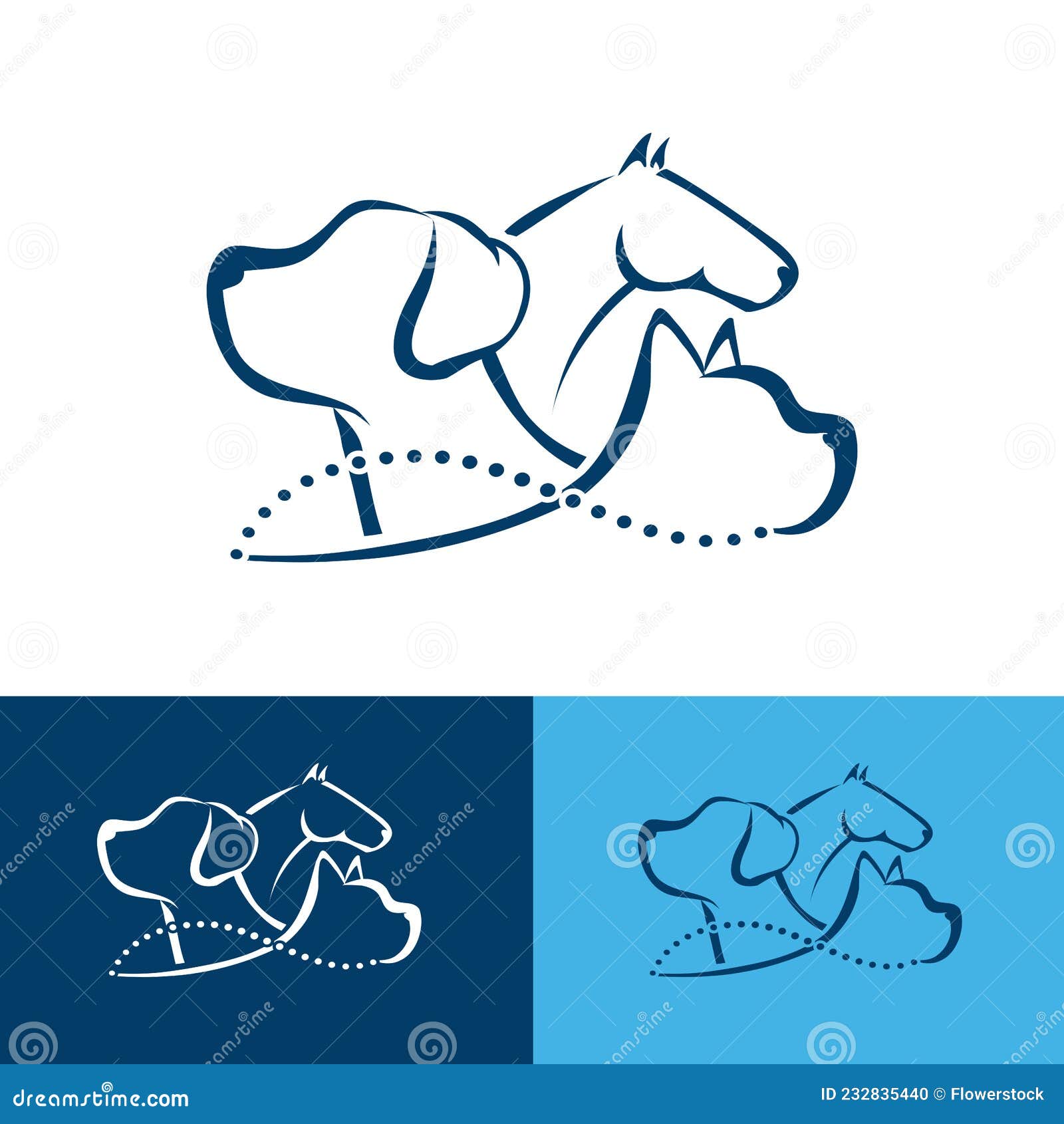 Veterinary Logo With Pets Silhouettes, Dog And Cat Combined In A Vet ...