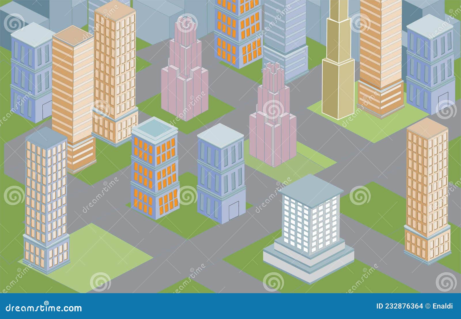 Isometric 3D City View Vector Illustration Stock Vector - Illustration ...