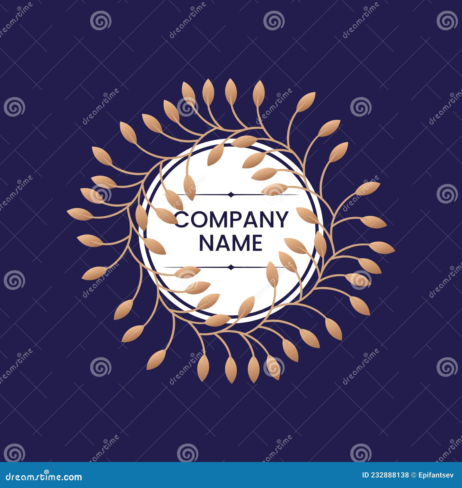 Golden Leaves Logo Template. Stock Vector Emblem Made with Leaves ...
