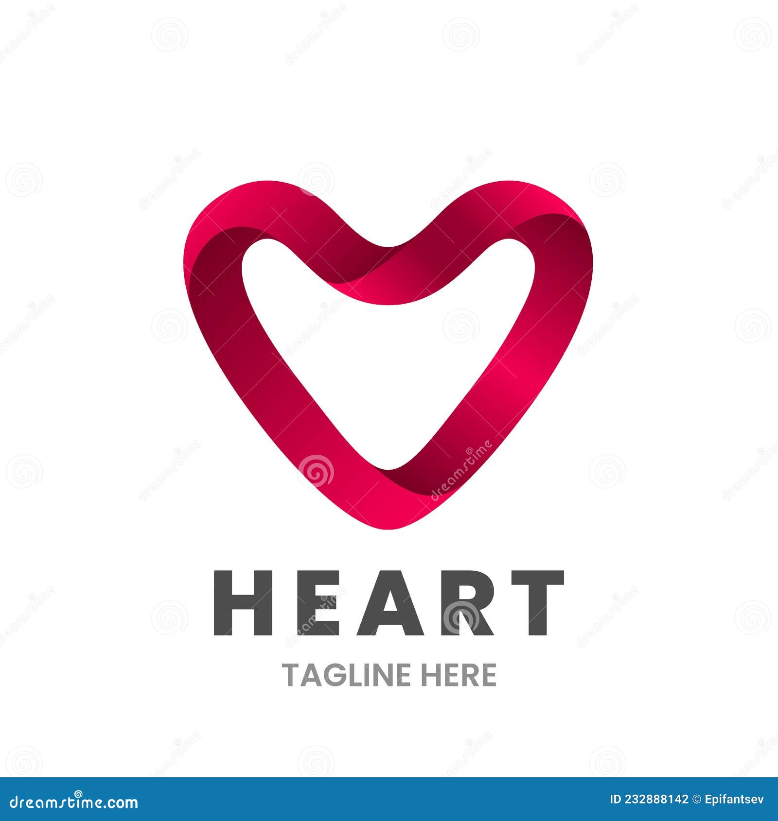 Heart Logo Design Template. Abstract Heart Made of Ribbon Stock Vector ...