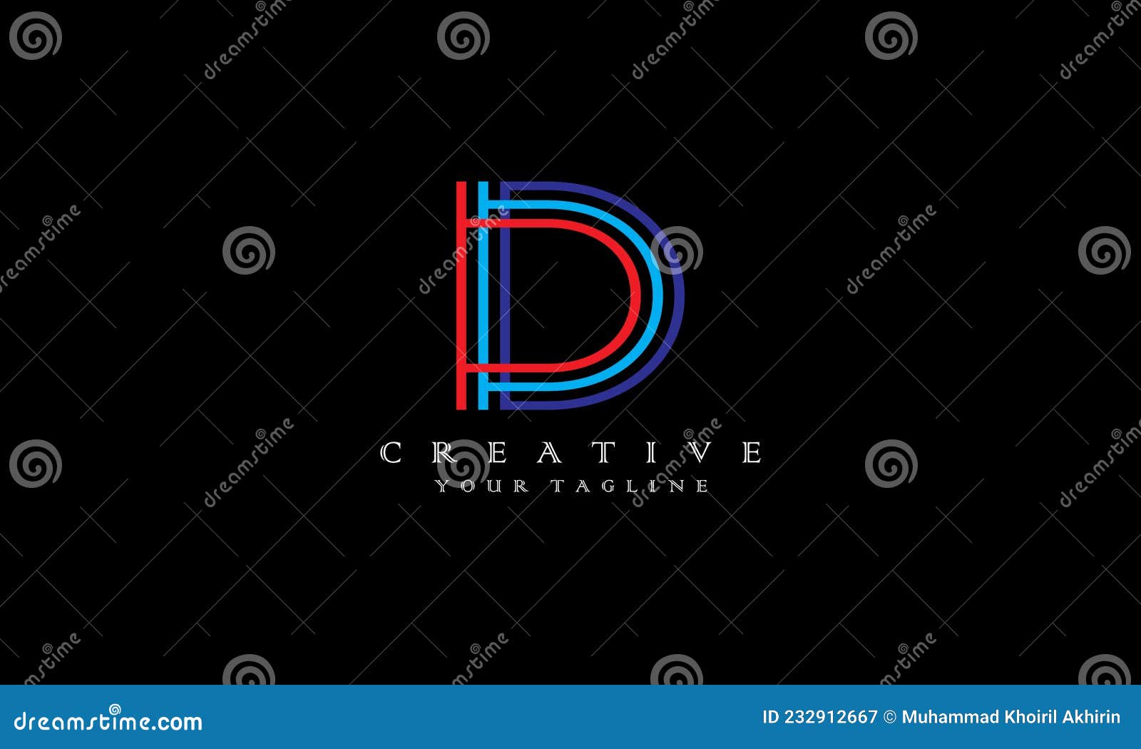 The Initials of the Letter D Modern Line Stock Vector - Illustration of ...