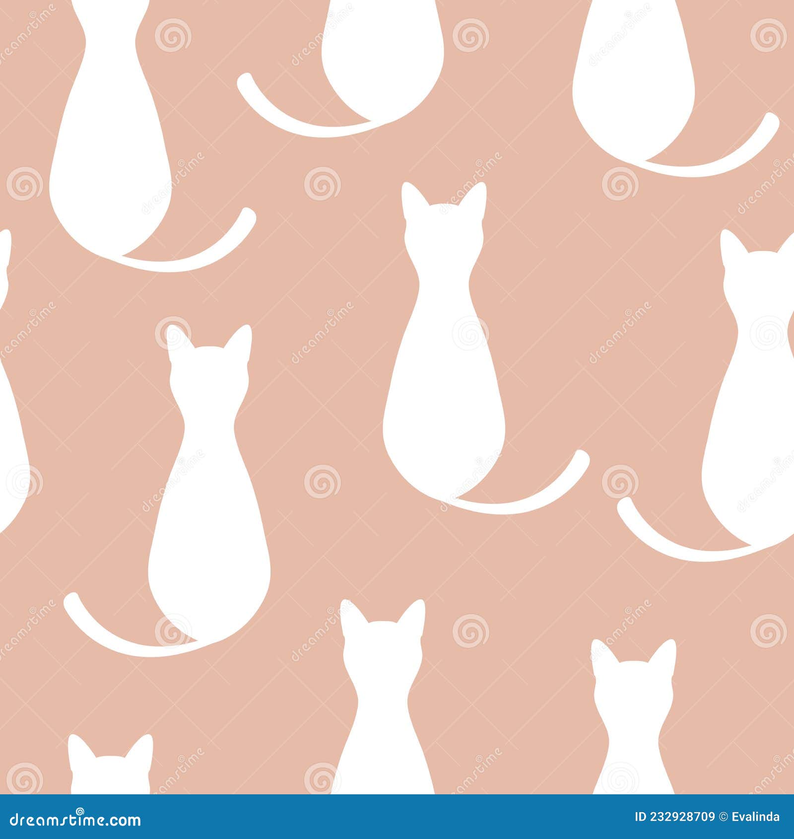 White Cat Seamless Pattern. Vector Illustration Stock Vector ...