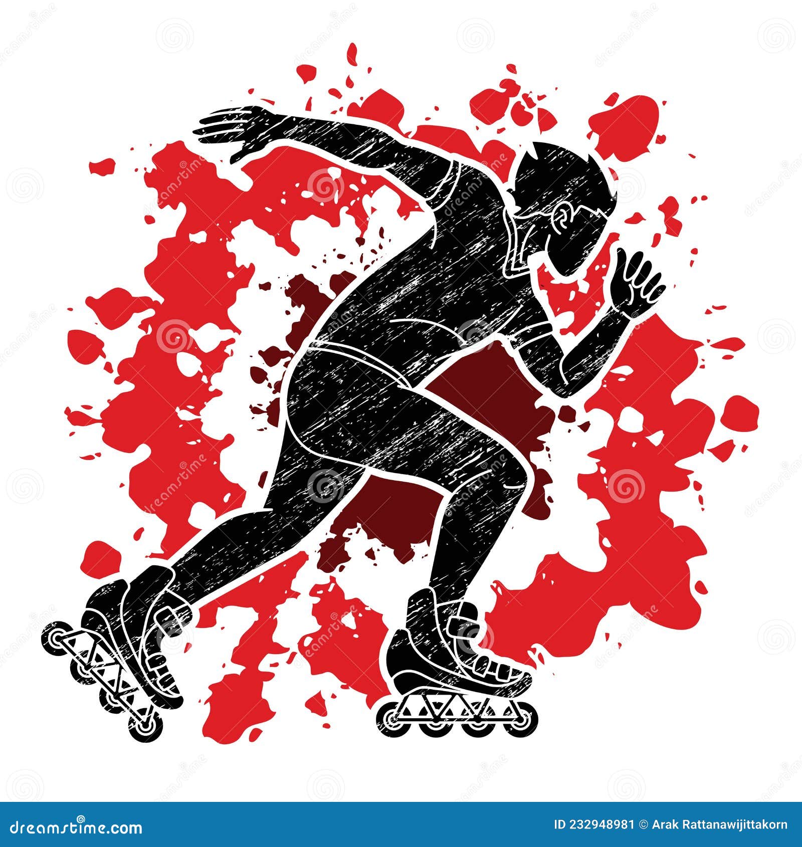Roller Blade Player Extreme Sport Cartoon Graphic Vector Stock Vector ...