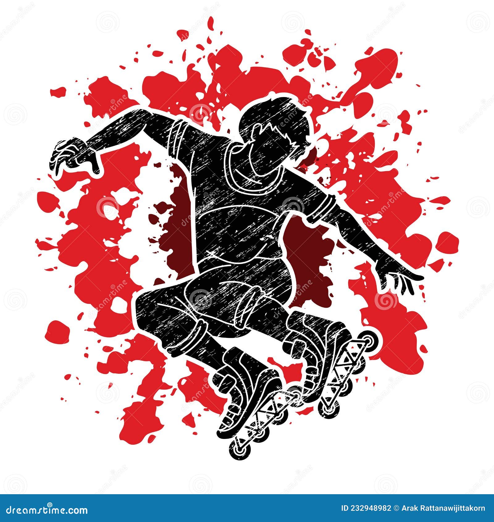 Roller Blade Player Extreme Sport Cartoon Graphic Vector Stock Vector ...