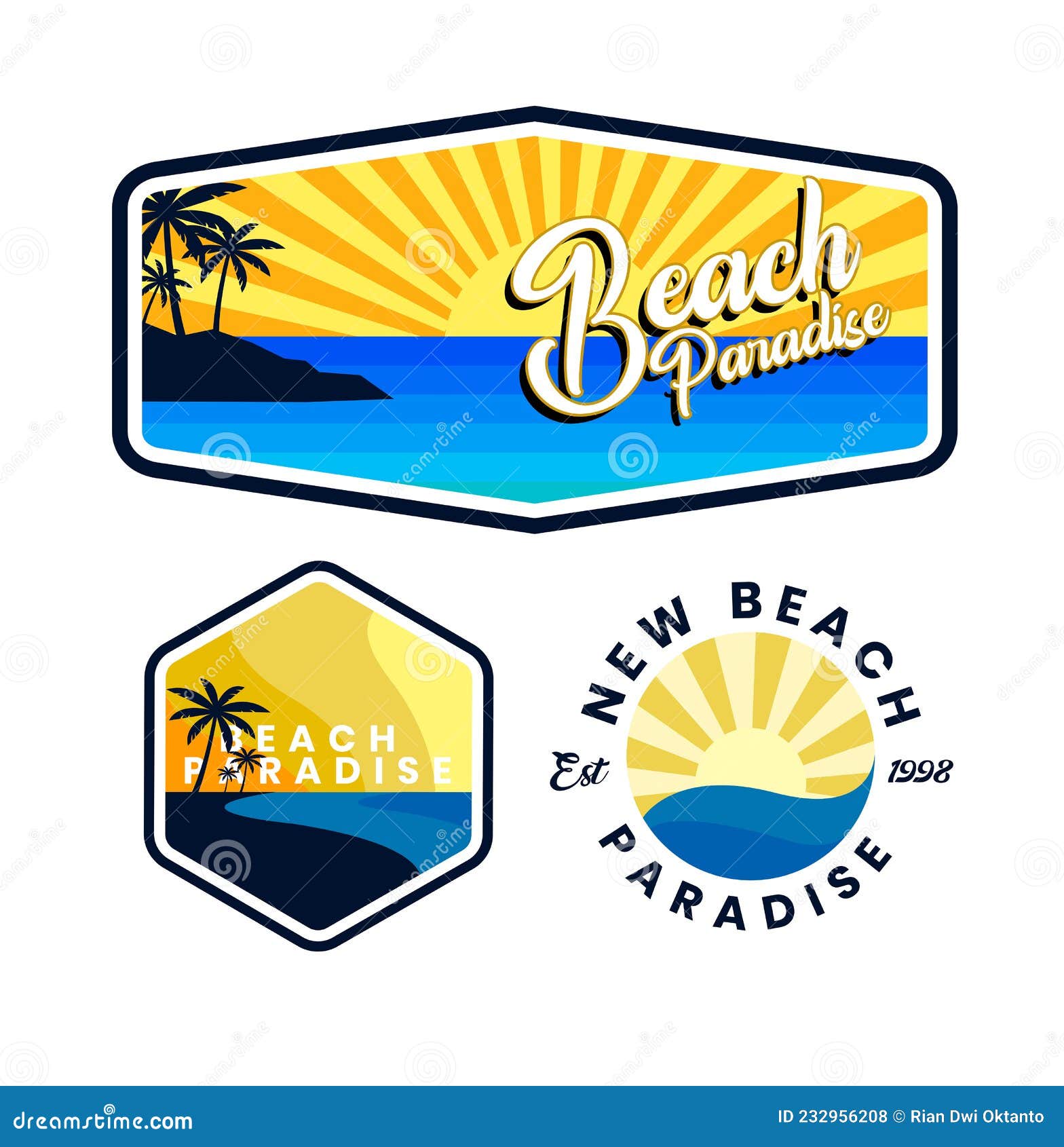 Beach logo set stock vector. Illustration of line, ocean - 232956208