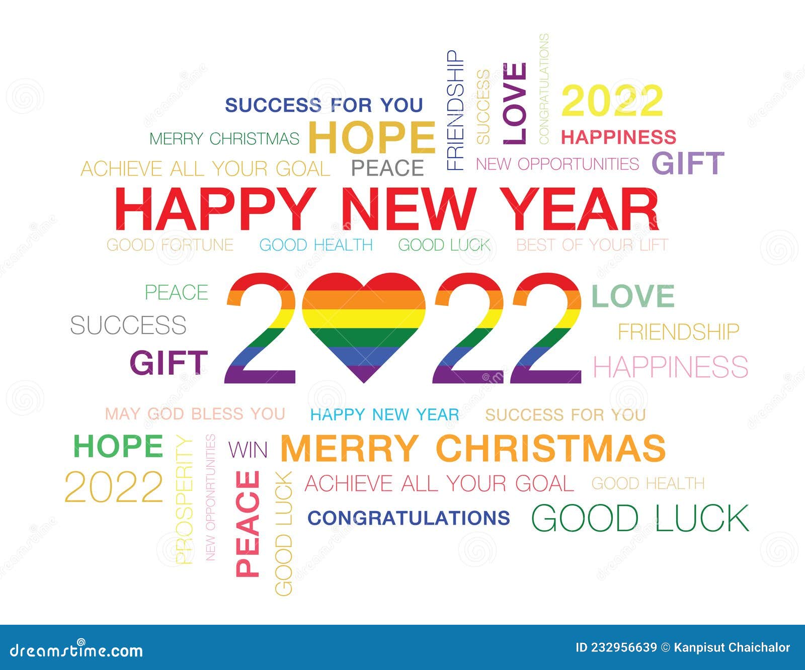Greeting Words Around New Year Date 2022 in Many Color. Happy New Year ...