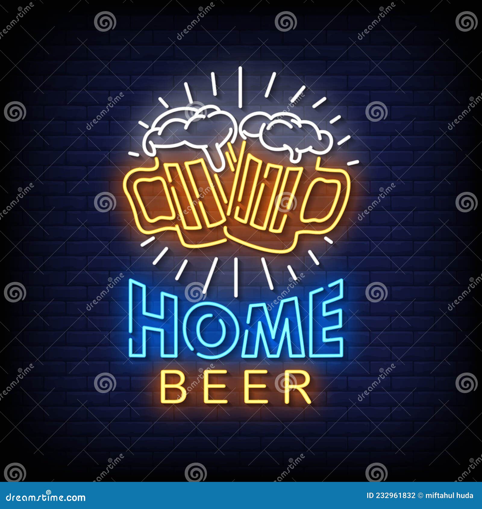 Home Beer Neon Signs Style Text Vector Stock Vector - Illustration of ...