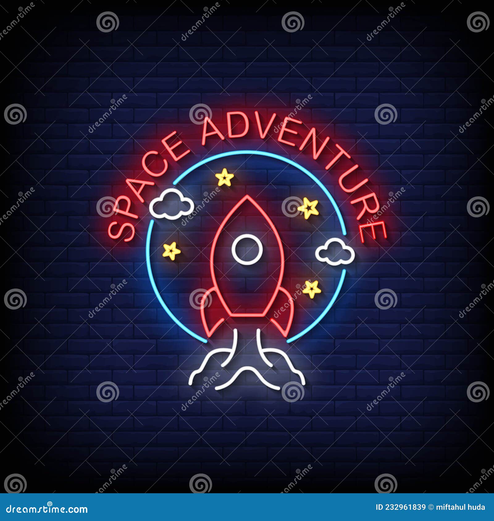 Space Adventure Neon Signs Style Text Vector Stock Vector ...