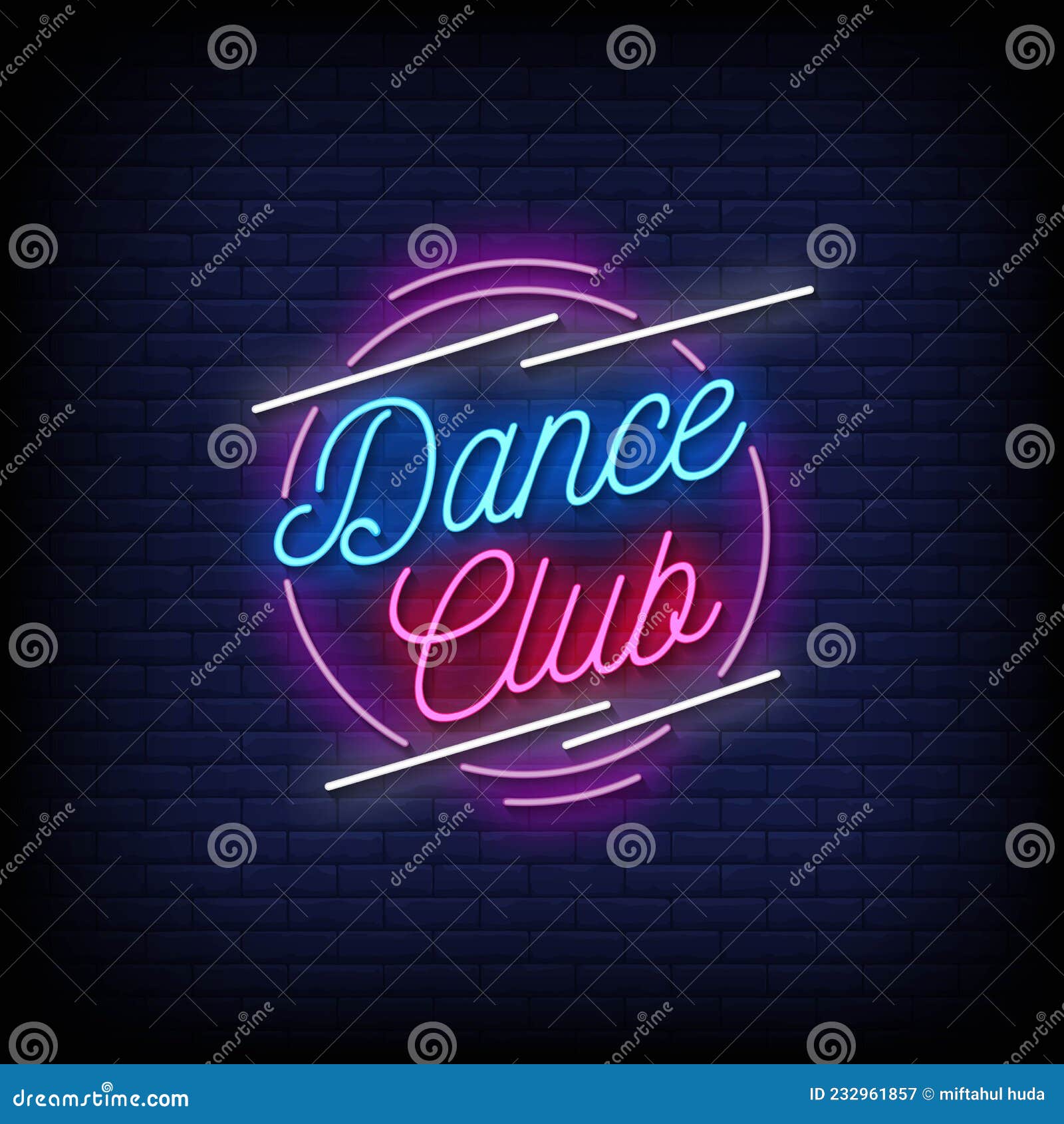 Dance Club Neon Signs Style Text Vector Stock Vector - Illustration of ...