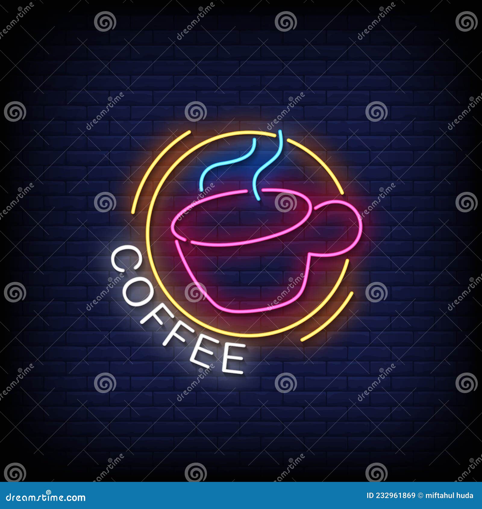 Coffee Neon Signs Style Text Vector Stock Vector - Illustration of ...