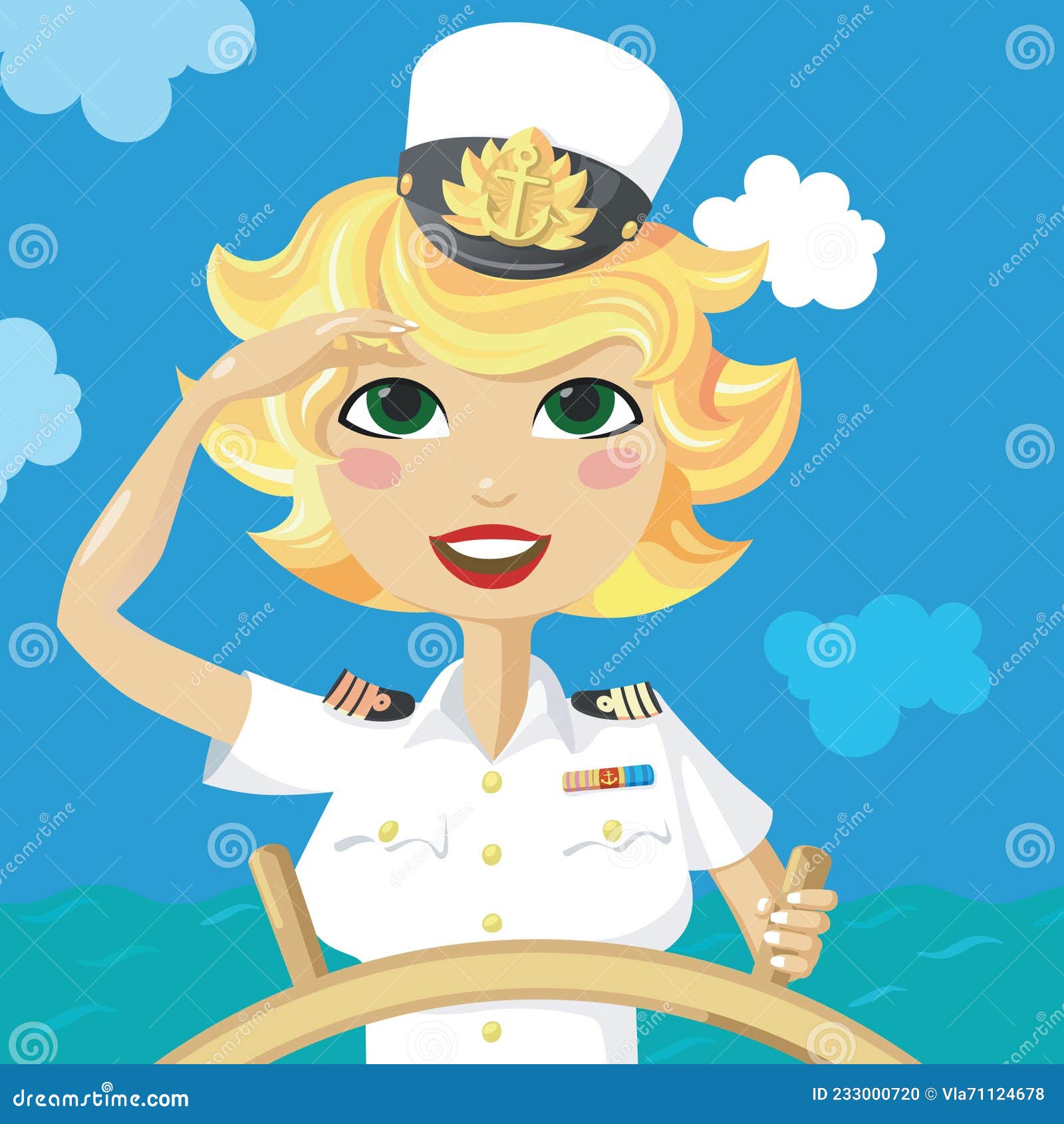 Girl With Captain Hat And Costume Vector Illustration | CartoonDealer ...