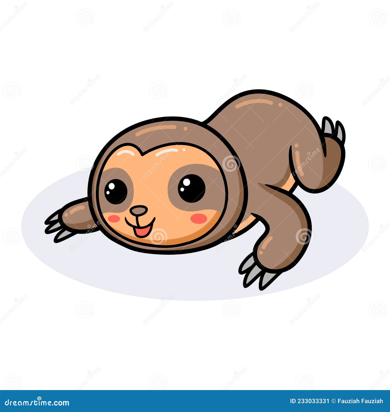 Sloth Laying On Tree Branch, Itextured Image. Cartoon Character Drawing ...