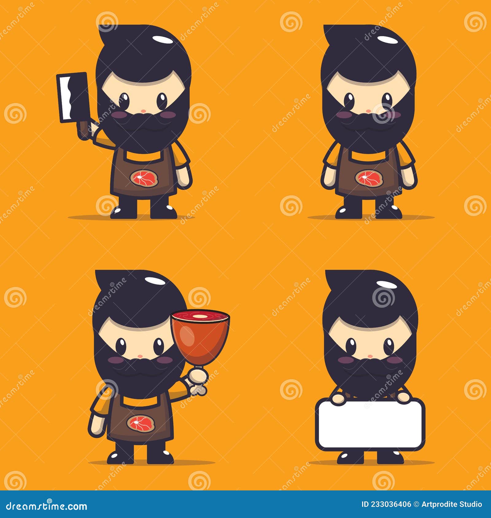 Cute Butcher Cartoon Vector Illustration Stock Vector - Illustration of ...