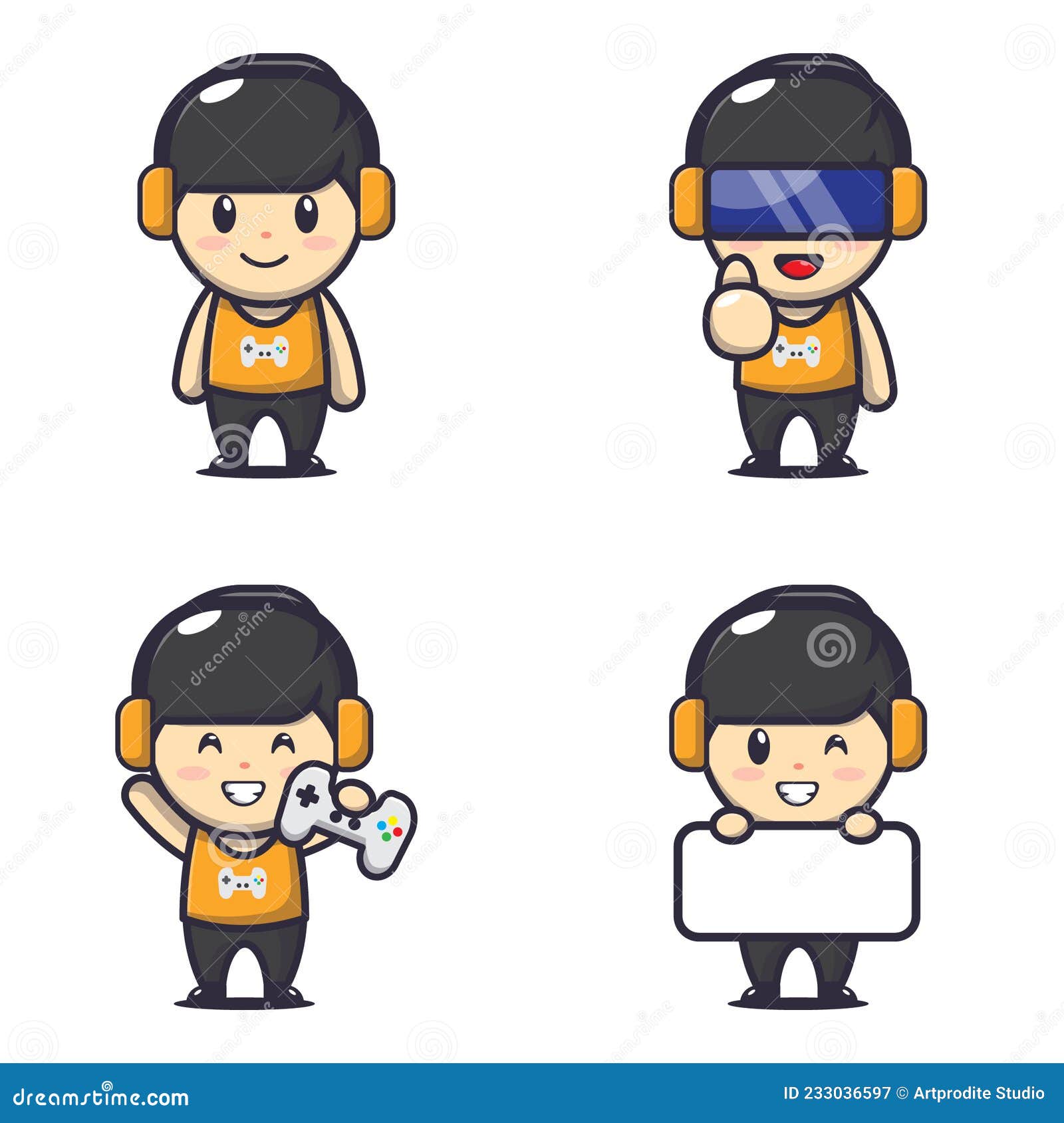 Cute Gamer Boy Cartoon Vector Illustration | CartoonDealer.com #233036597