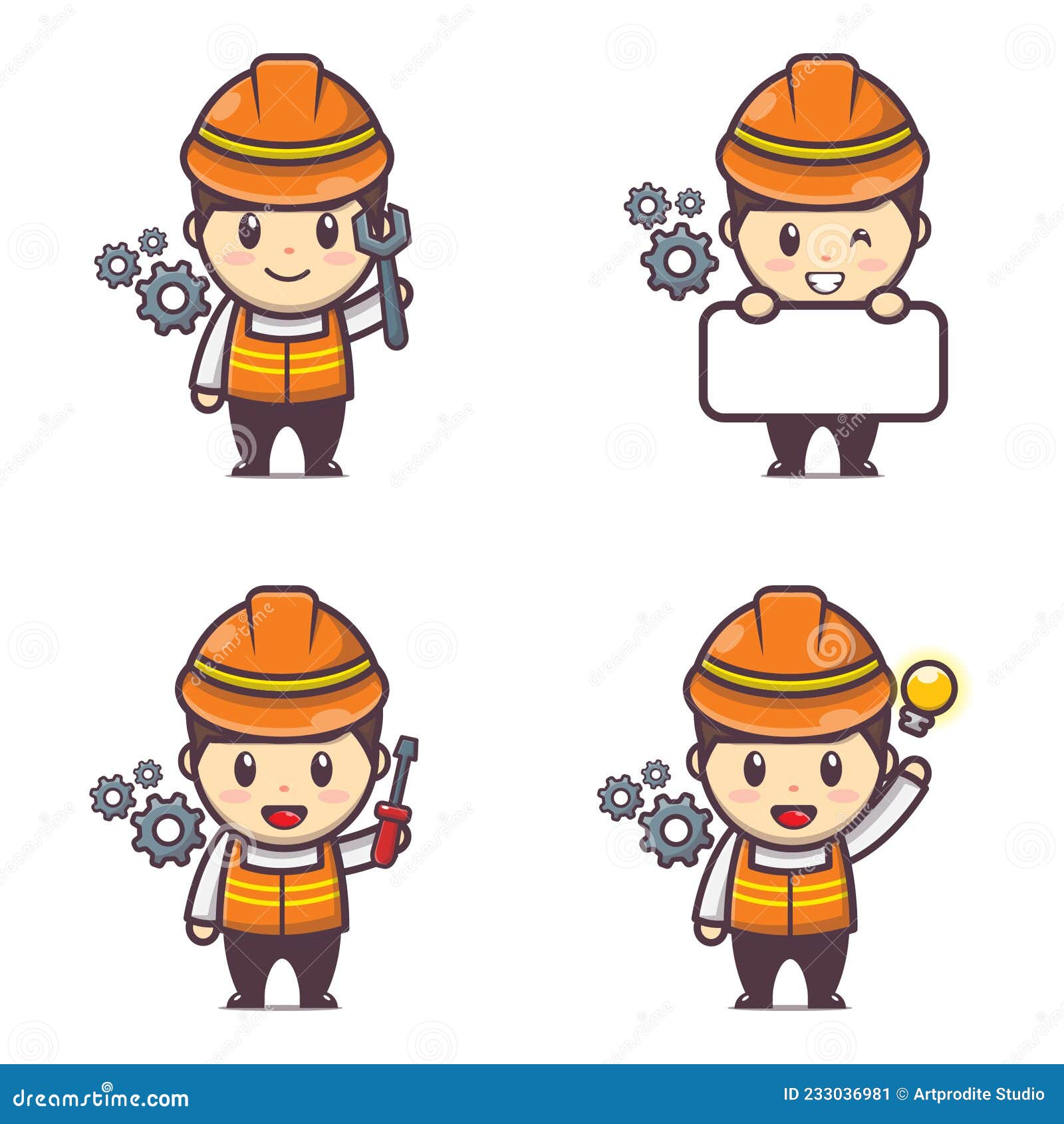 Cute Technician Cartoon Vector Illustration Stock Vector - Illustration ...