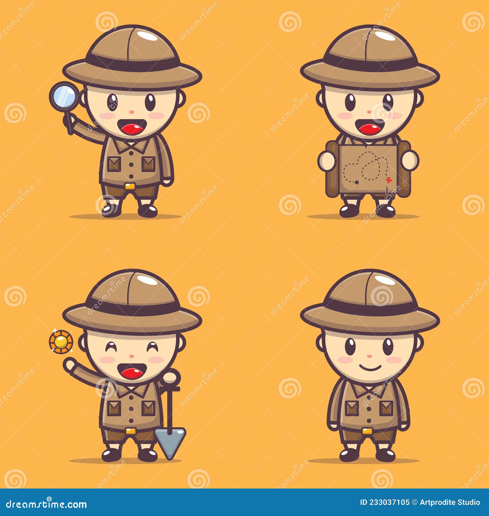 Cute Archaeologist Cartoon Vector Illustration Stock Vector ...