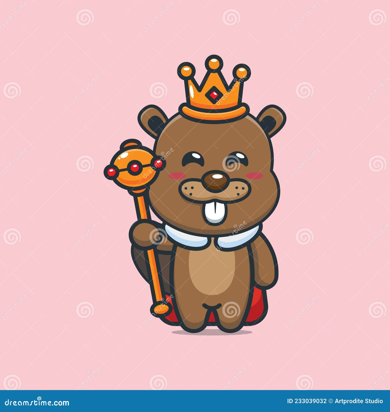 Cute Beaver King. Cute Animal Cartoon Illustration Stock Vector ...