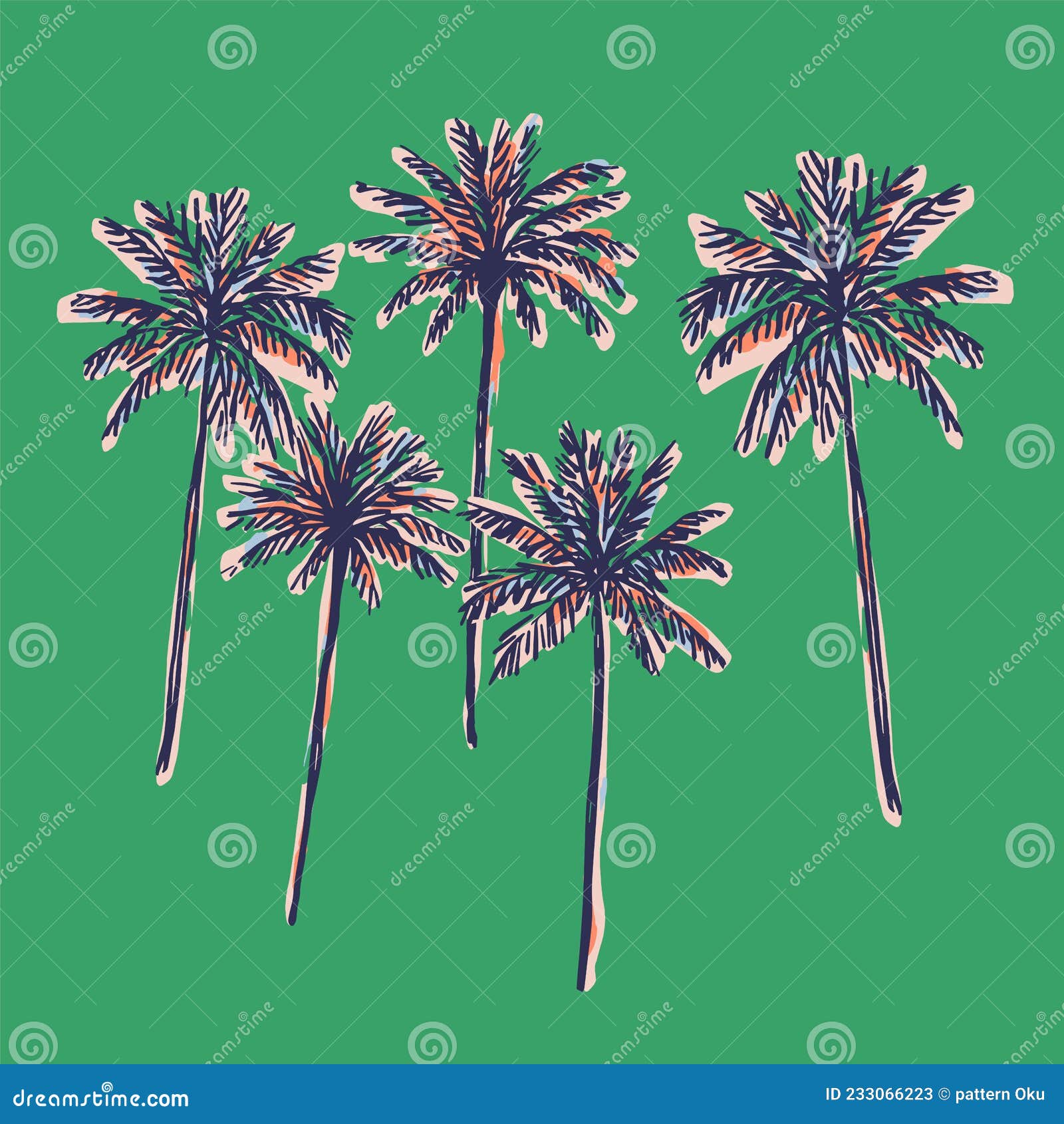 Vector Hand-drawn Retro Palm Tree Illustration Stock Vector ...