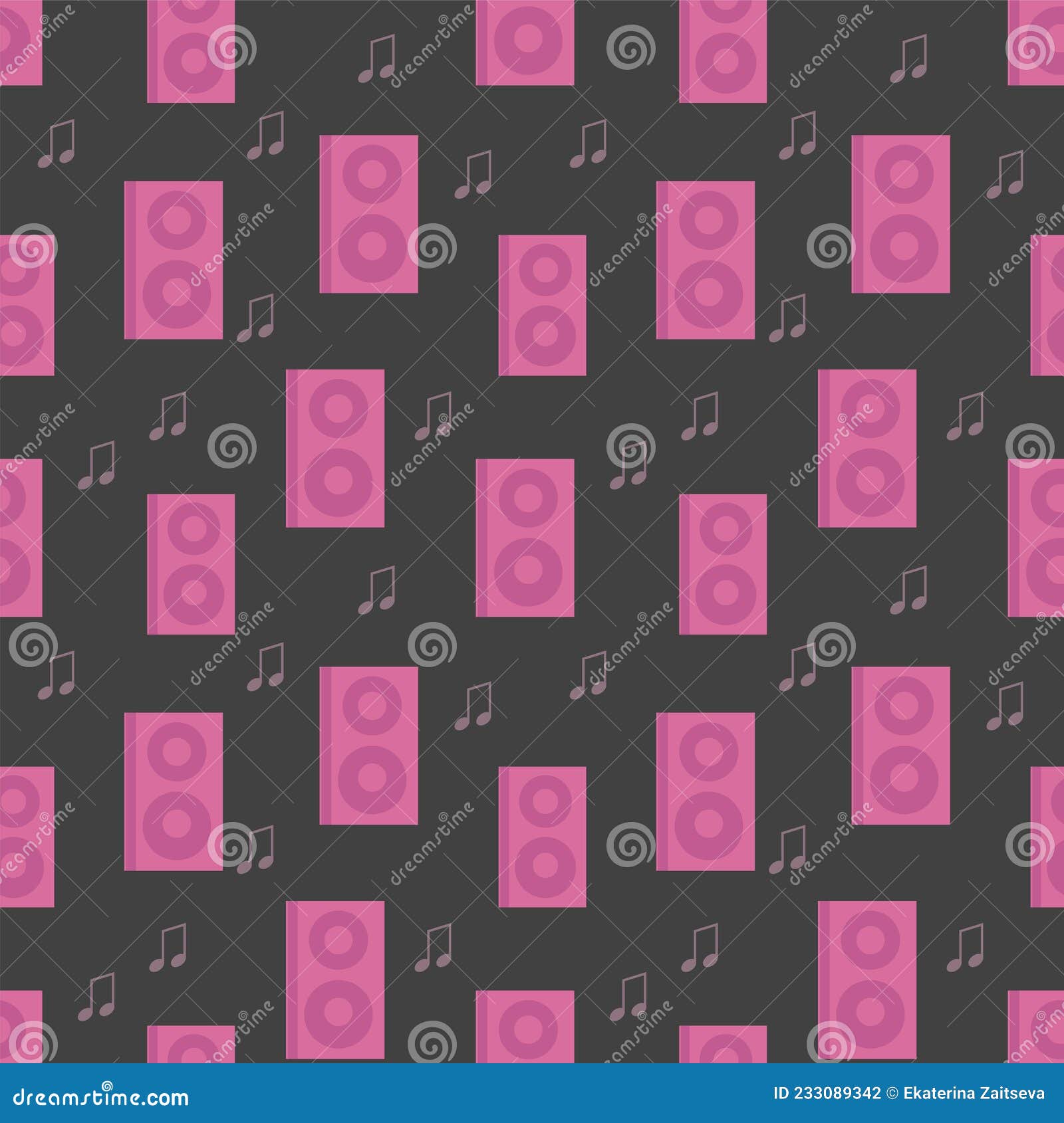 Dark with Big Pink Columns and Notes Seamless Vector Pattern Stock ...
