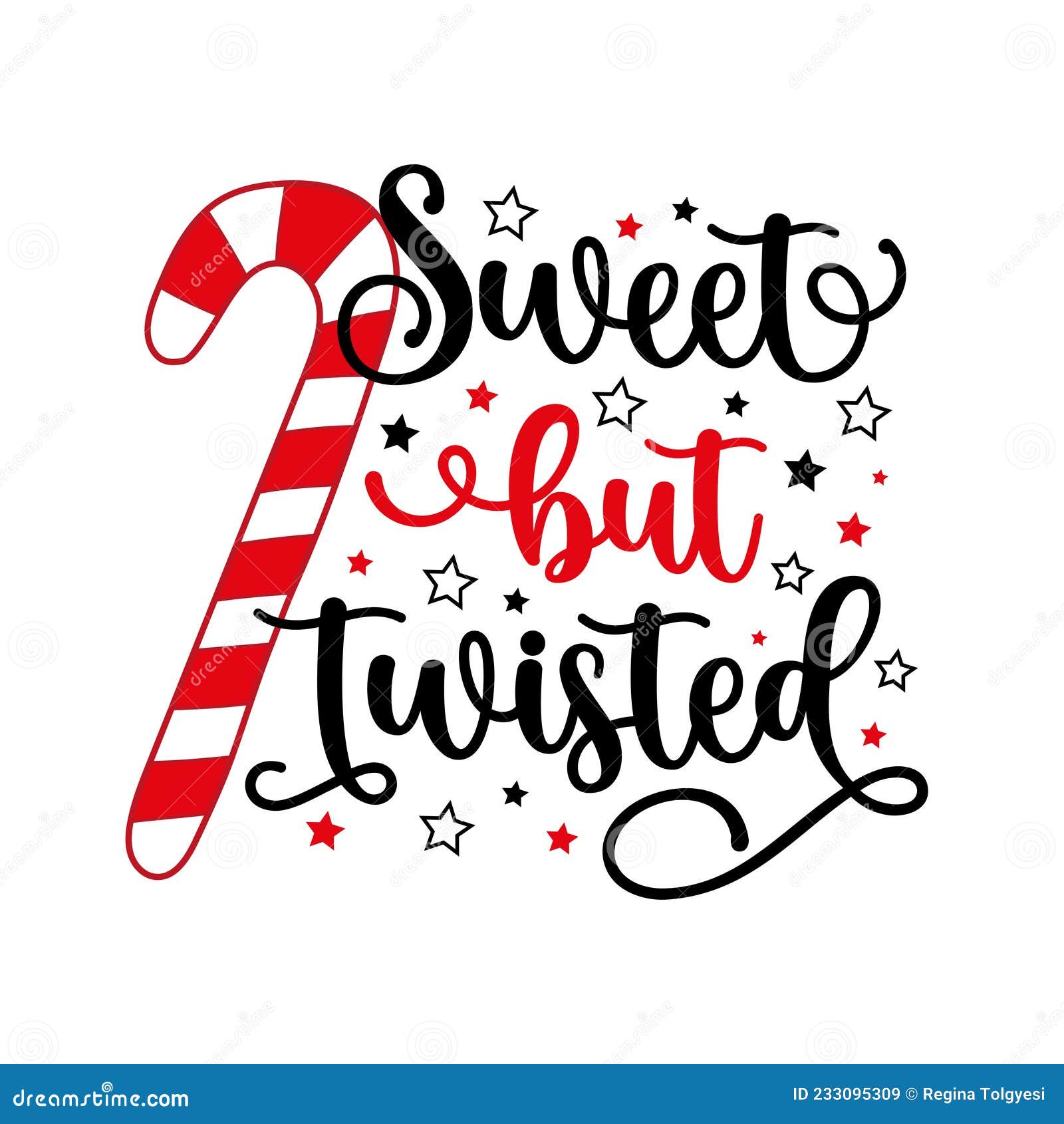Sweet but Twisted - Candy Cane with Stars. Stock Vector - Illustration ...