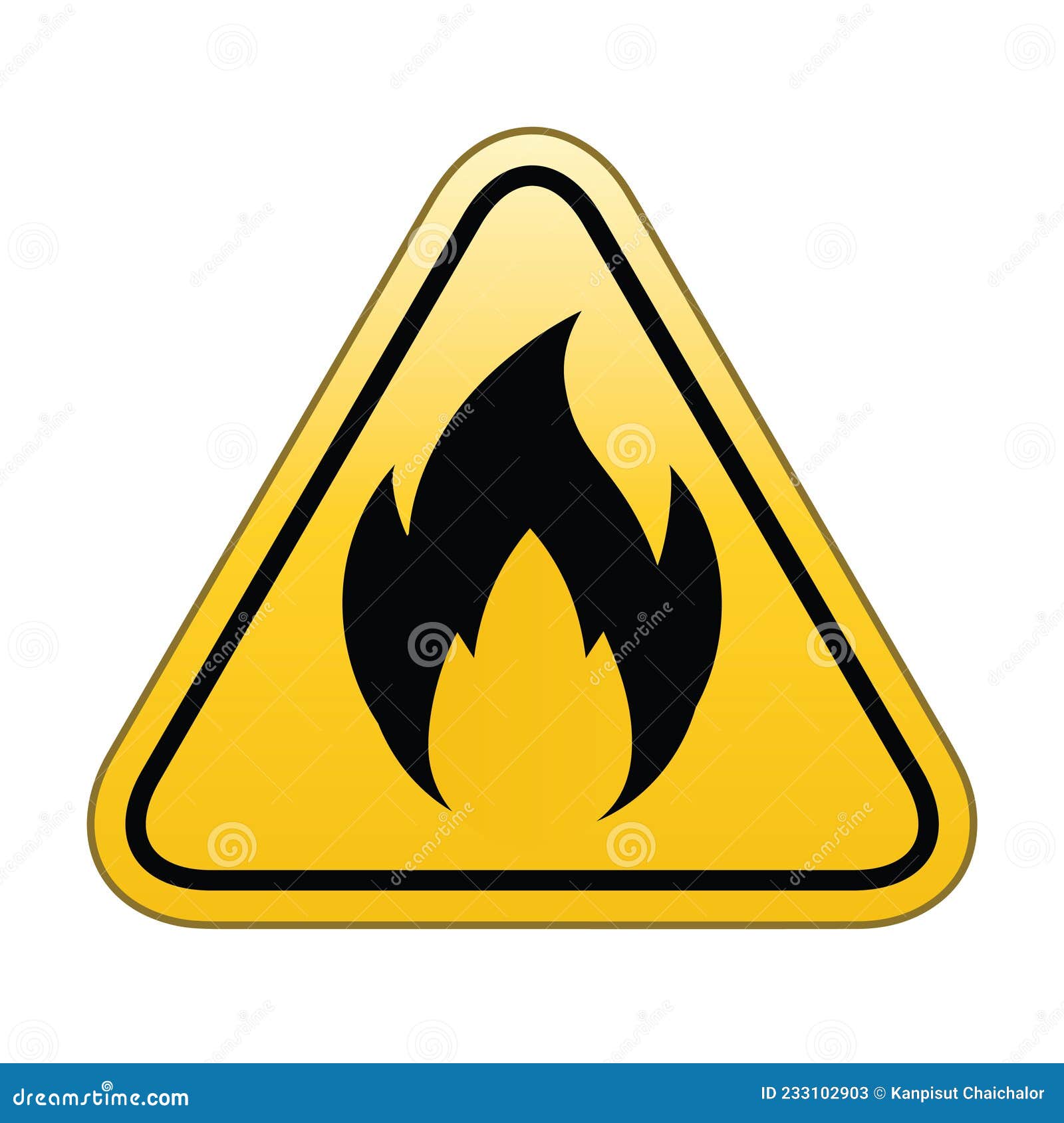 Triangle Yellow Fire Warning Signs. Highly Flammable Symbol. Flammable ...