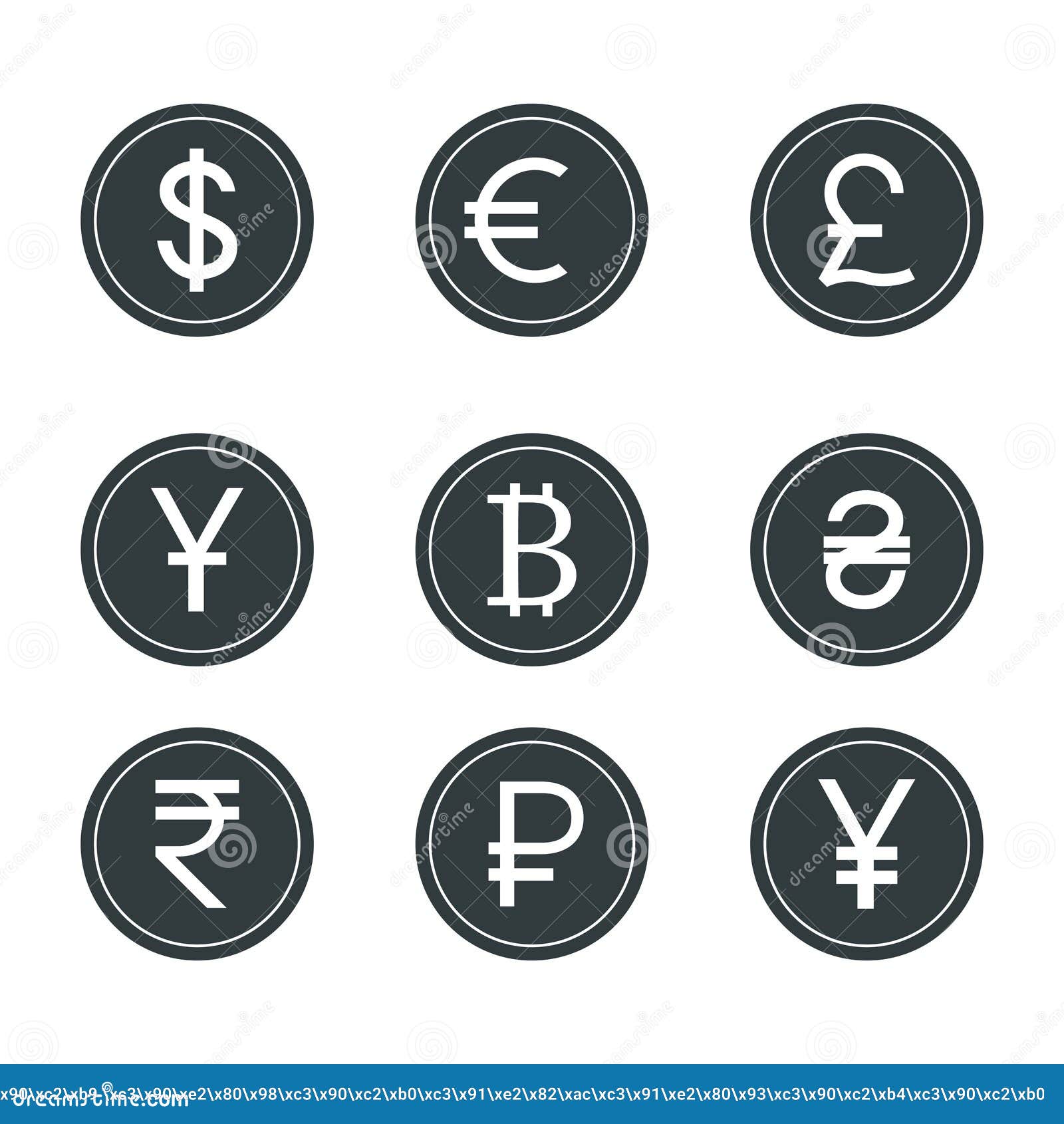 World Currency Coins Collection. Money Signs of Different Countries ...