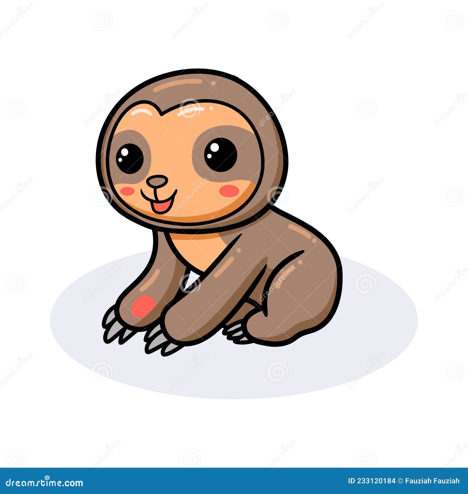 Cute Baby Sloth Cartoon Sitting Stock Vector - Illustration of creature ...