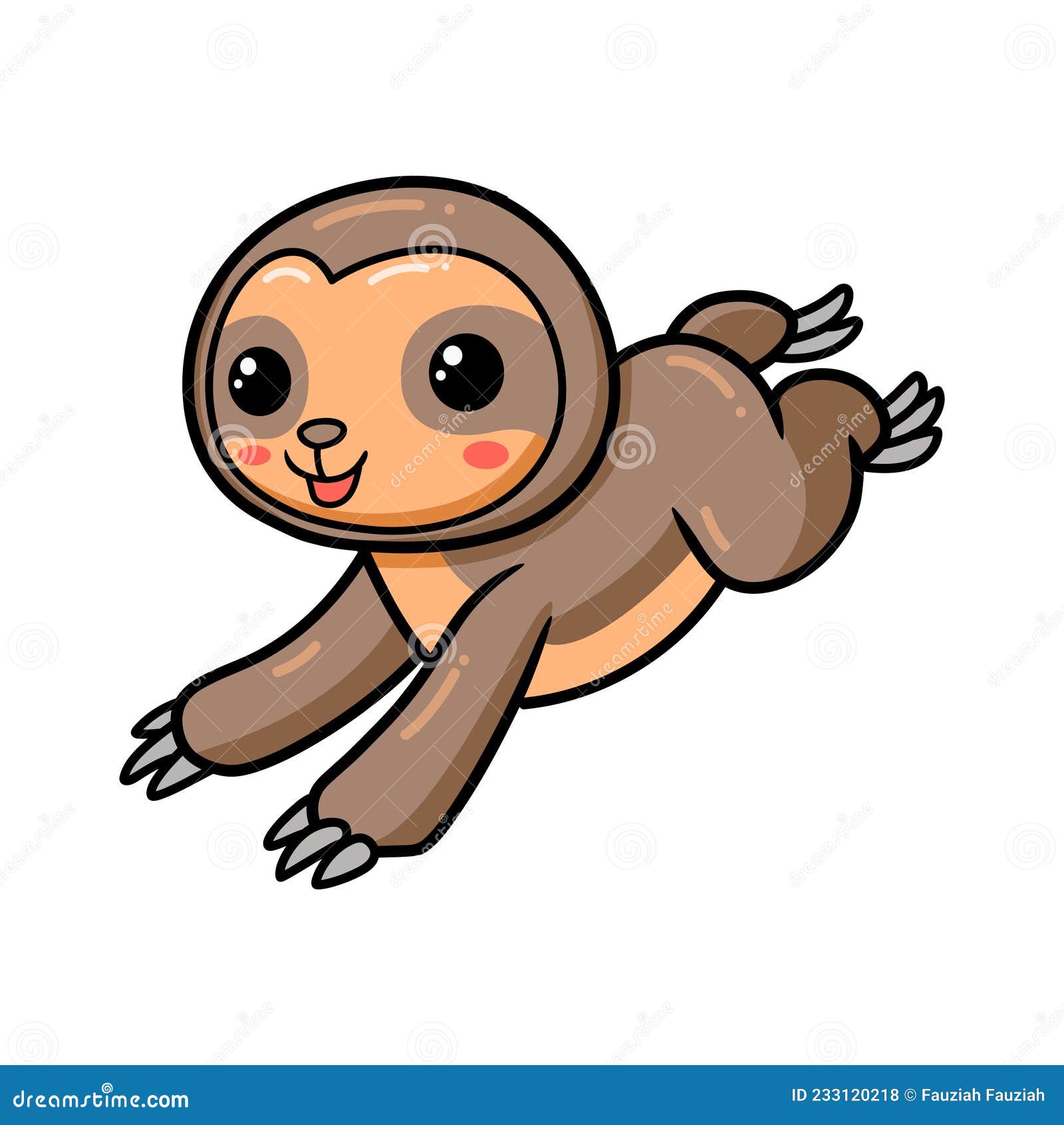 Cute Baby Sloth Cartoon Jumping Stock Vector - Illustration of icon ...