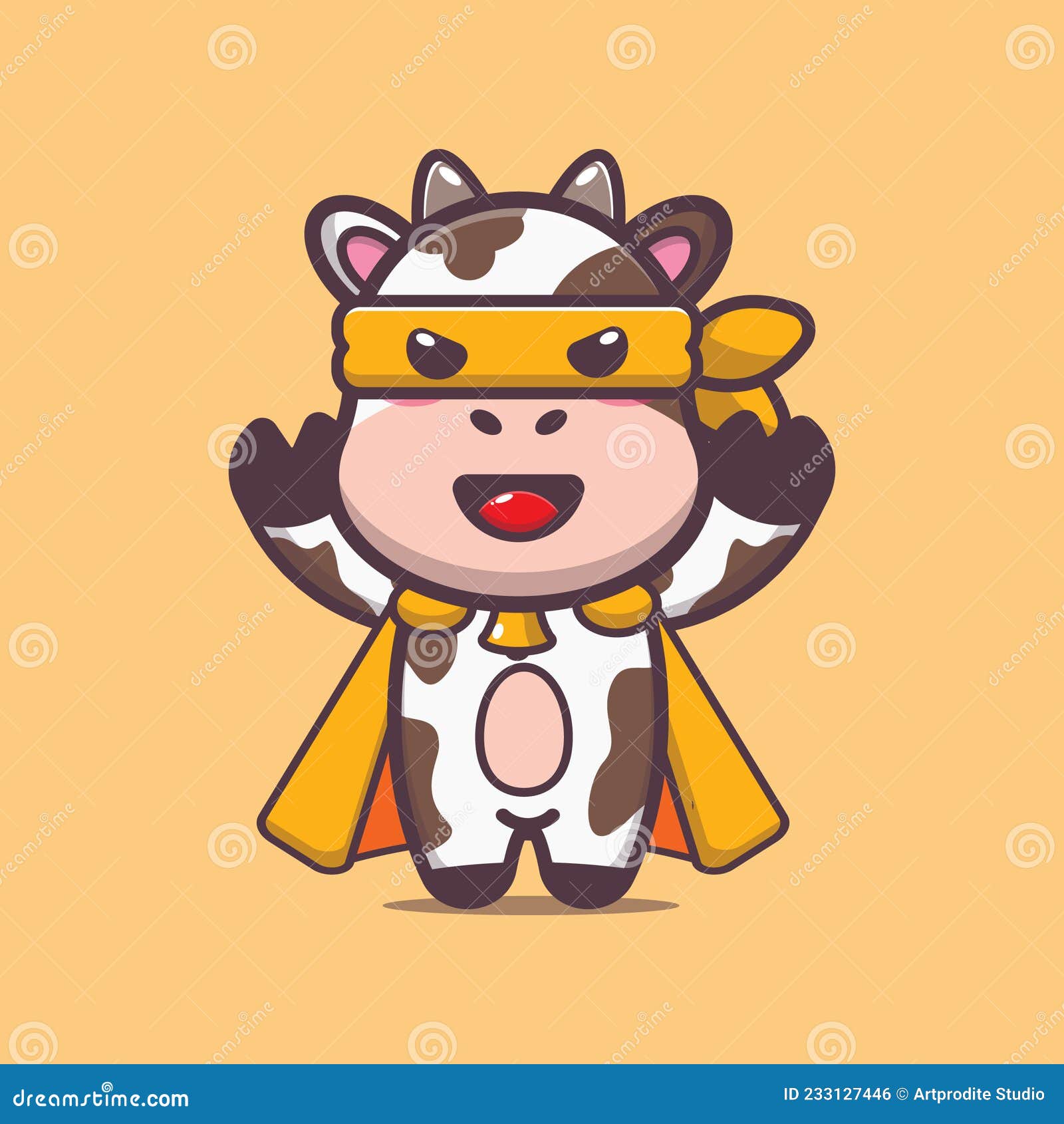 Cute Super Cow. Cute Animal Cartoon Illustration Stock Vector ...
