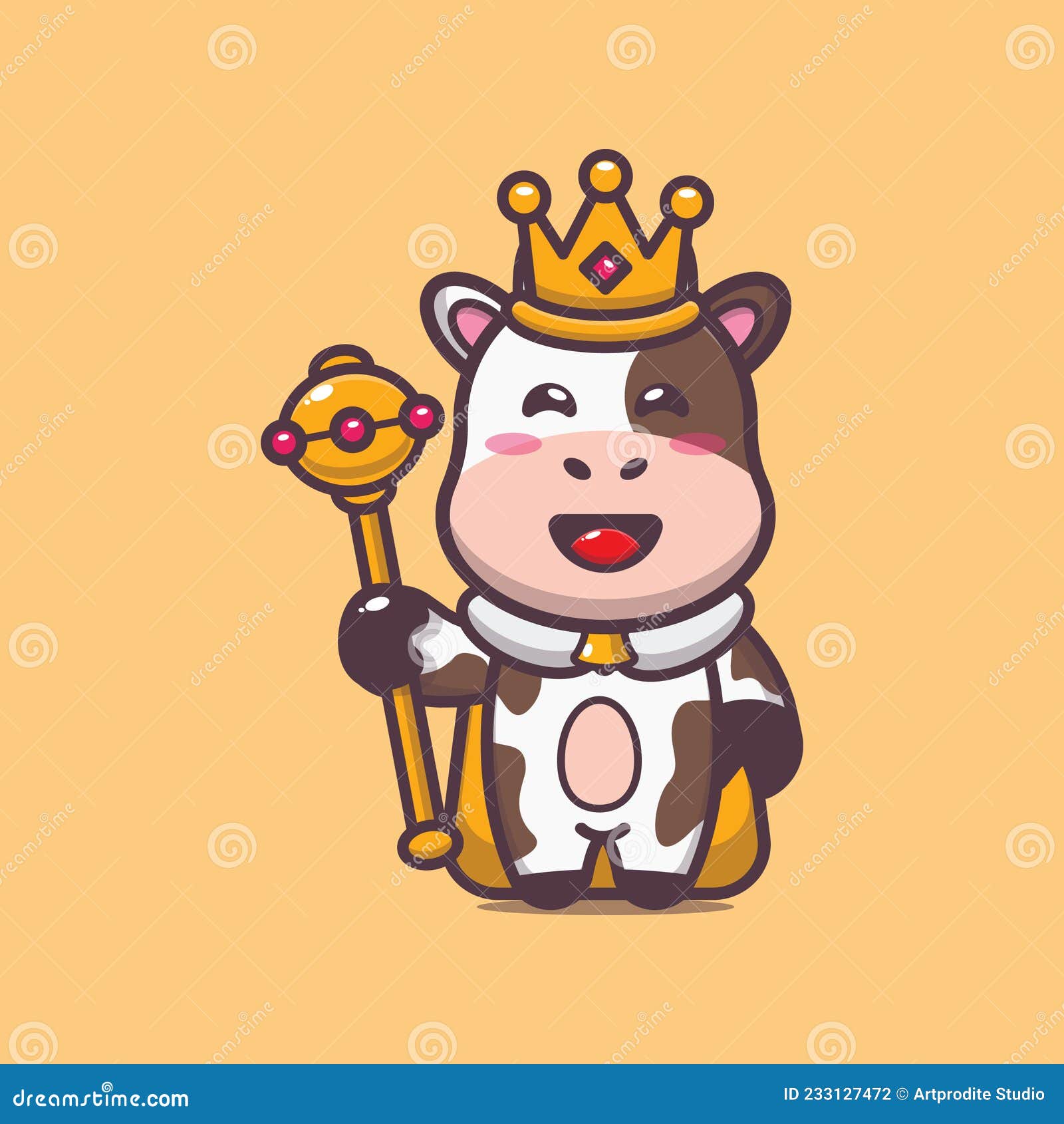 Cute Cow King. Cute Animal Cartoon Illustration Stock Vector ...