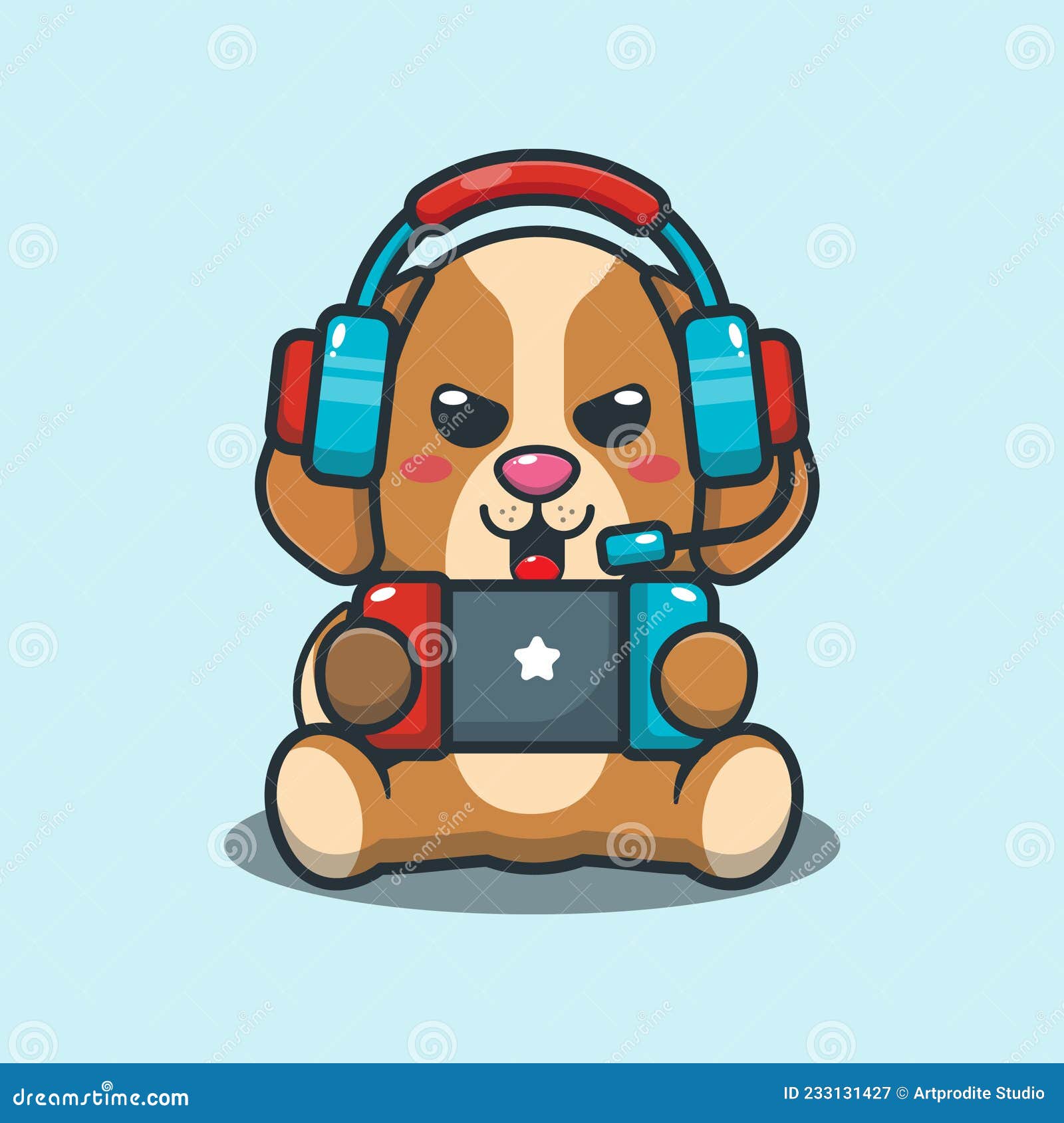 Cute Dog Playing a Game. Cute Animal Cartoon Illustration Stock Vector ...