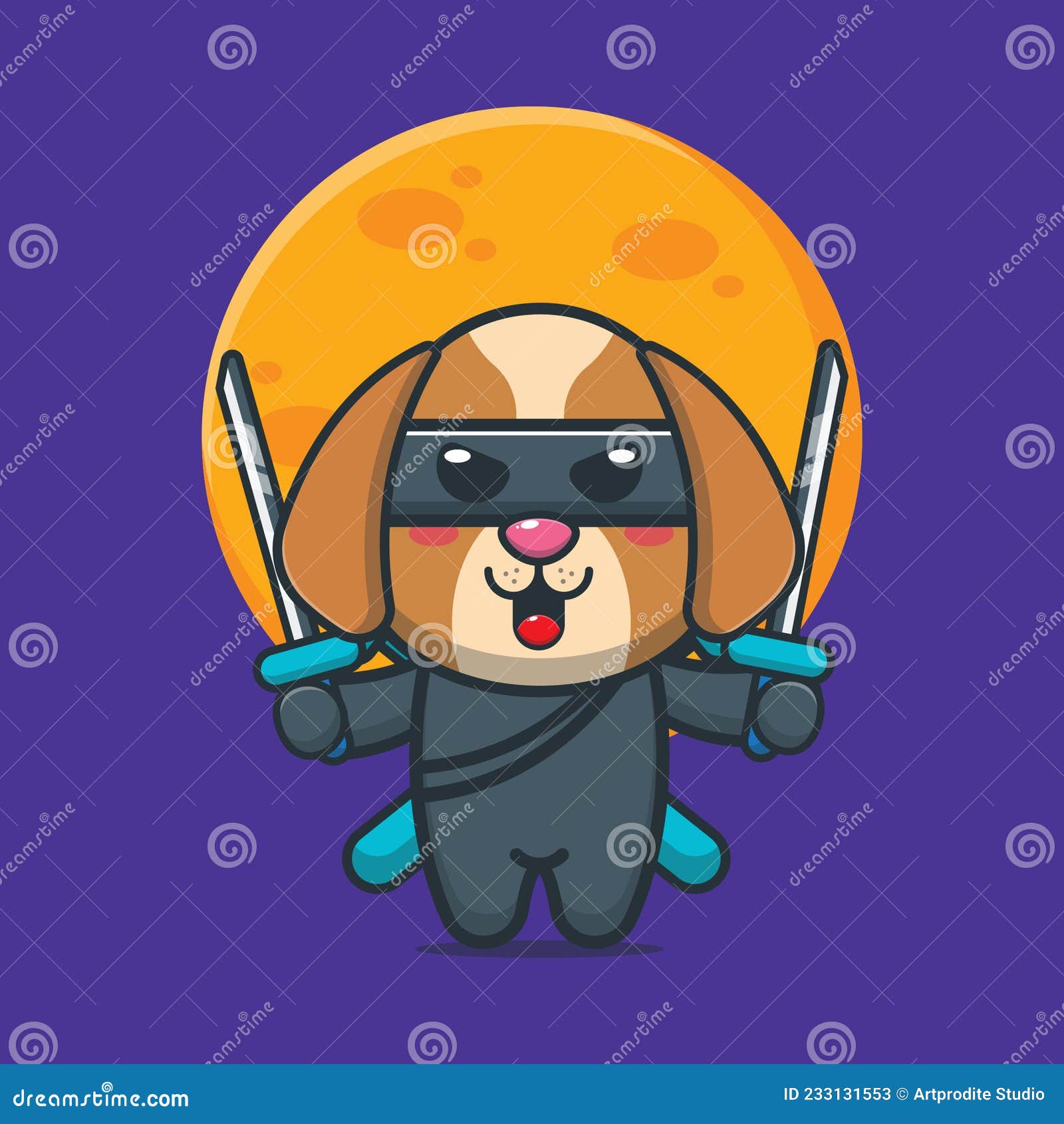 Cute Dog Ninja. Cute Animal Cartoon Illustration Stock Vector ...