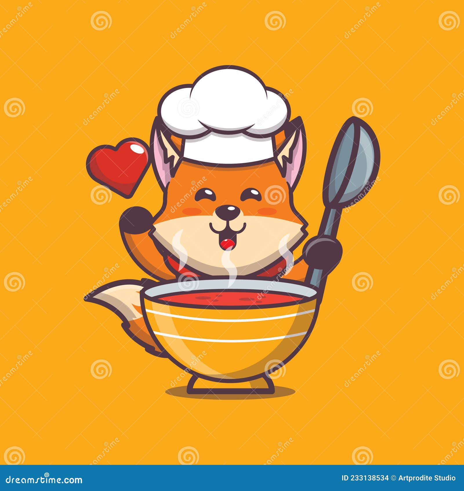 Cute Chef Fox. Cute Animal Cartoon Illustration Stock Vector ...