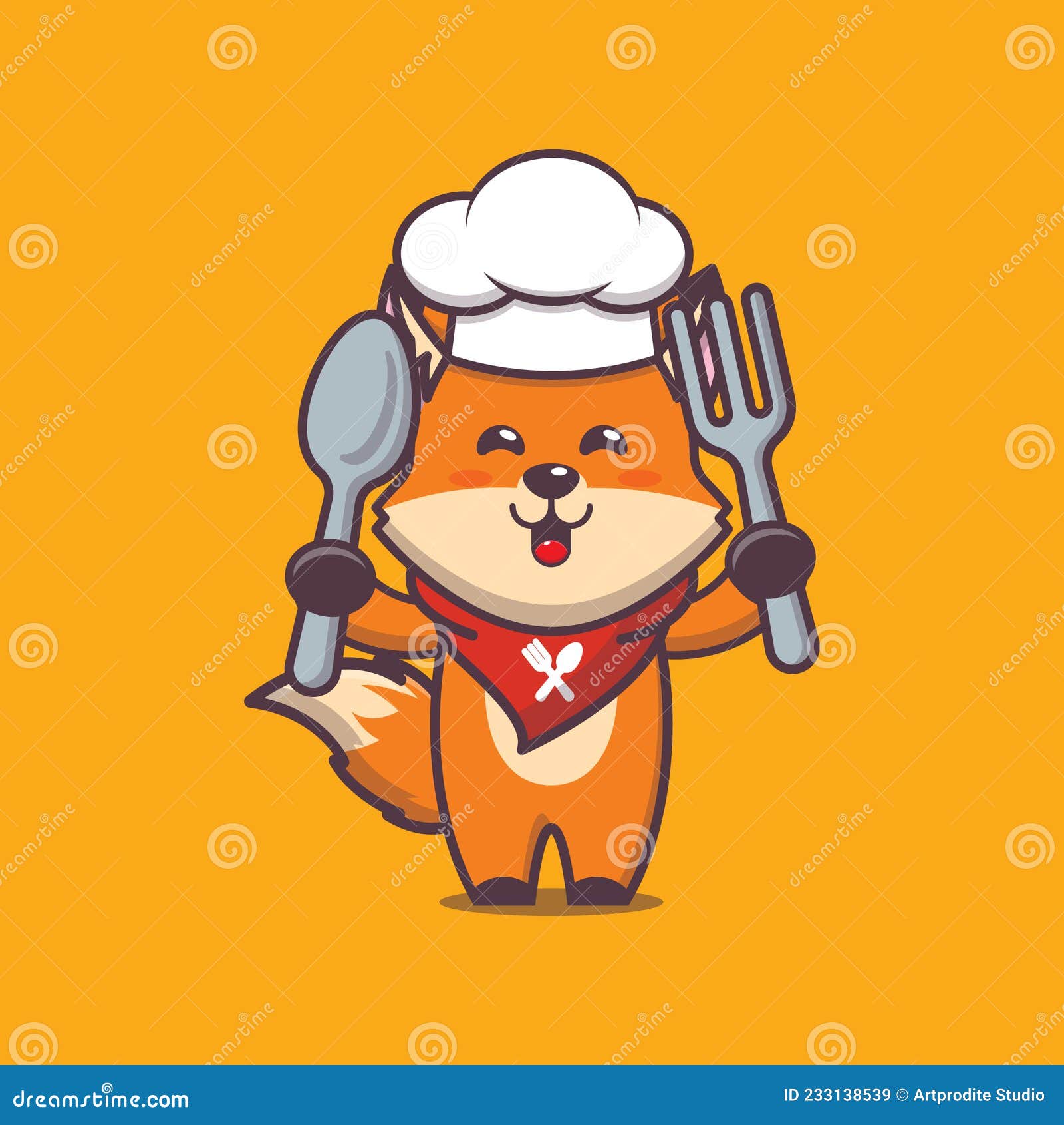 Cute Chef Fox. Cute Animal Cartoon Illustration Stock Vector ...