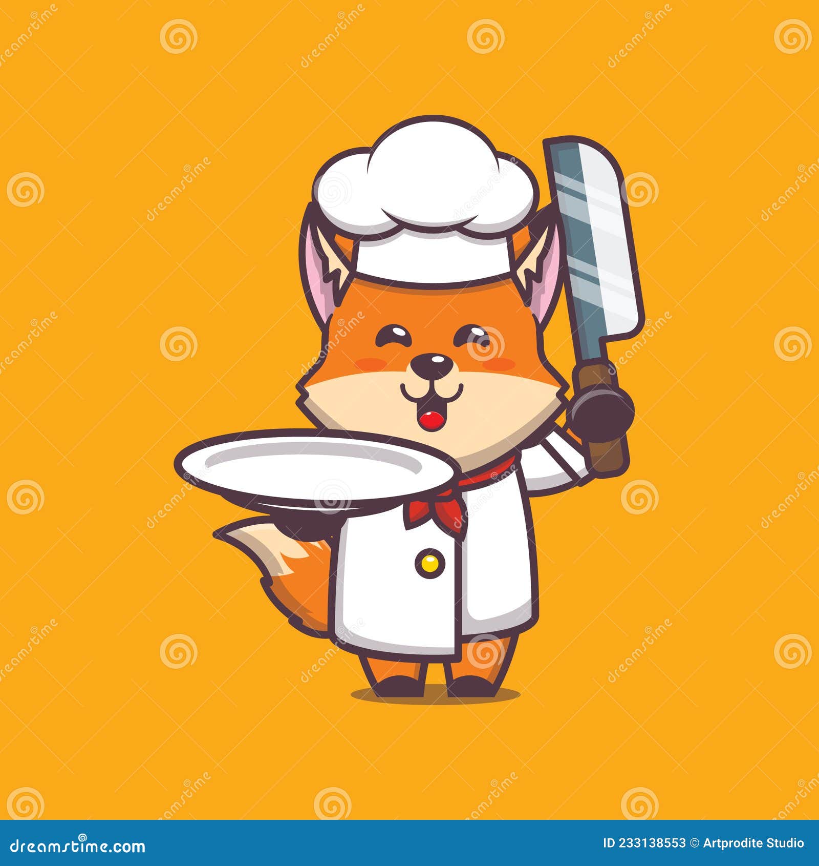 Cute Chef Fox. Cute Animal Cartoon Illustration Stock Vector ...