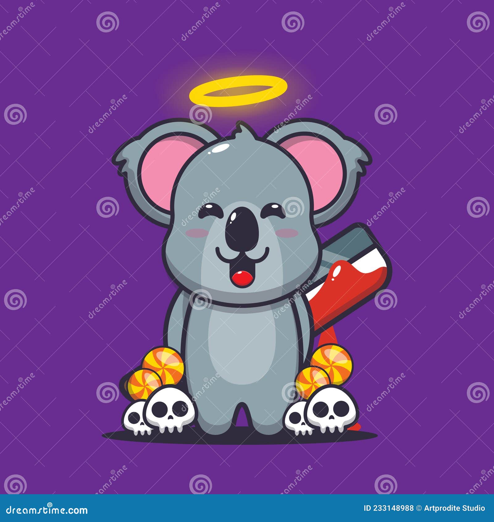 Good or Bad Koala Holding Bloody Machete Stock Vector - Illustration of ...