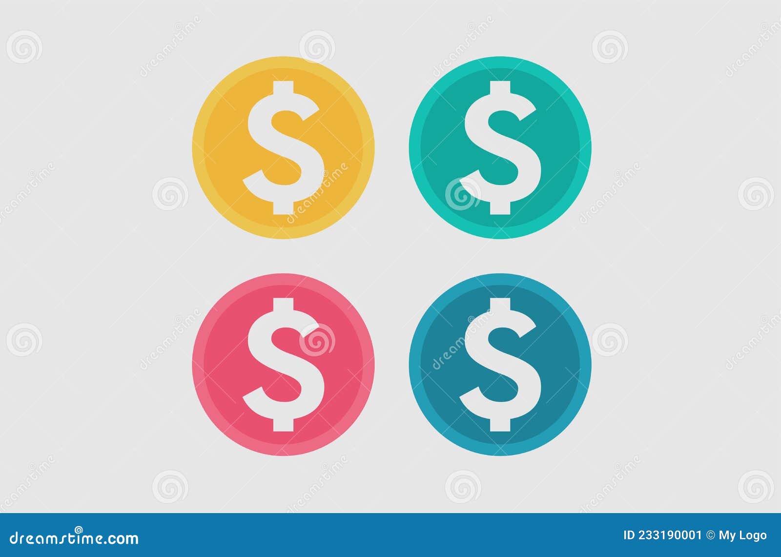 Simple Dollar Currency Icon. with Four Kinds of Colors Stock Vector ...