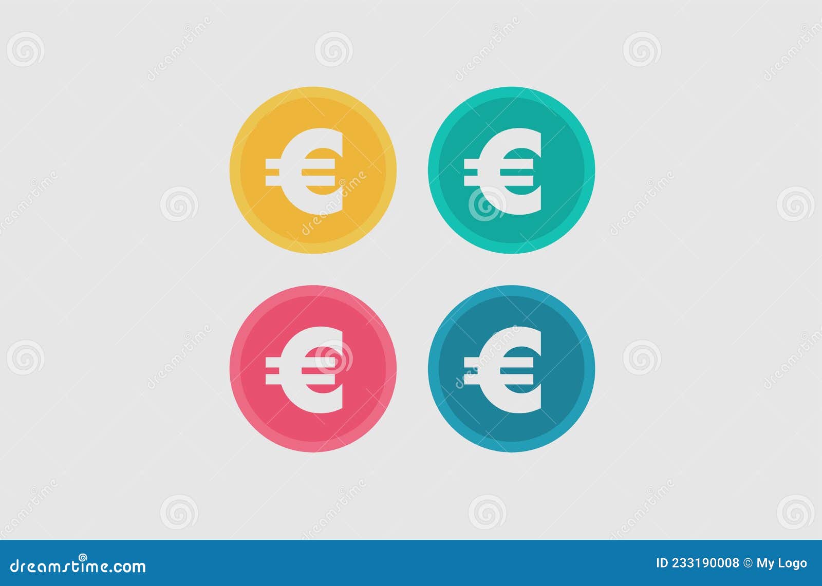 Vector Illustration of Simple Euro Currency. with 4 Different Colors ...